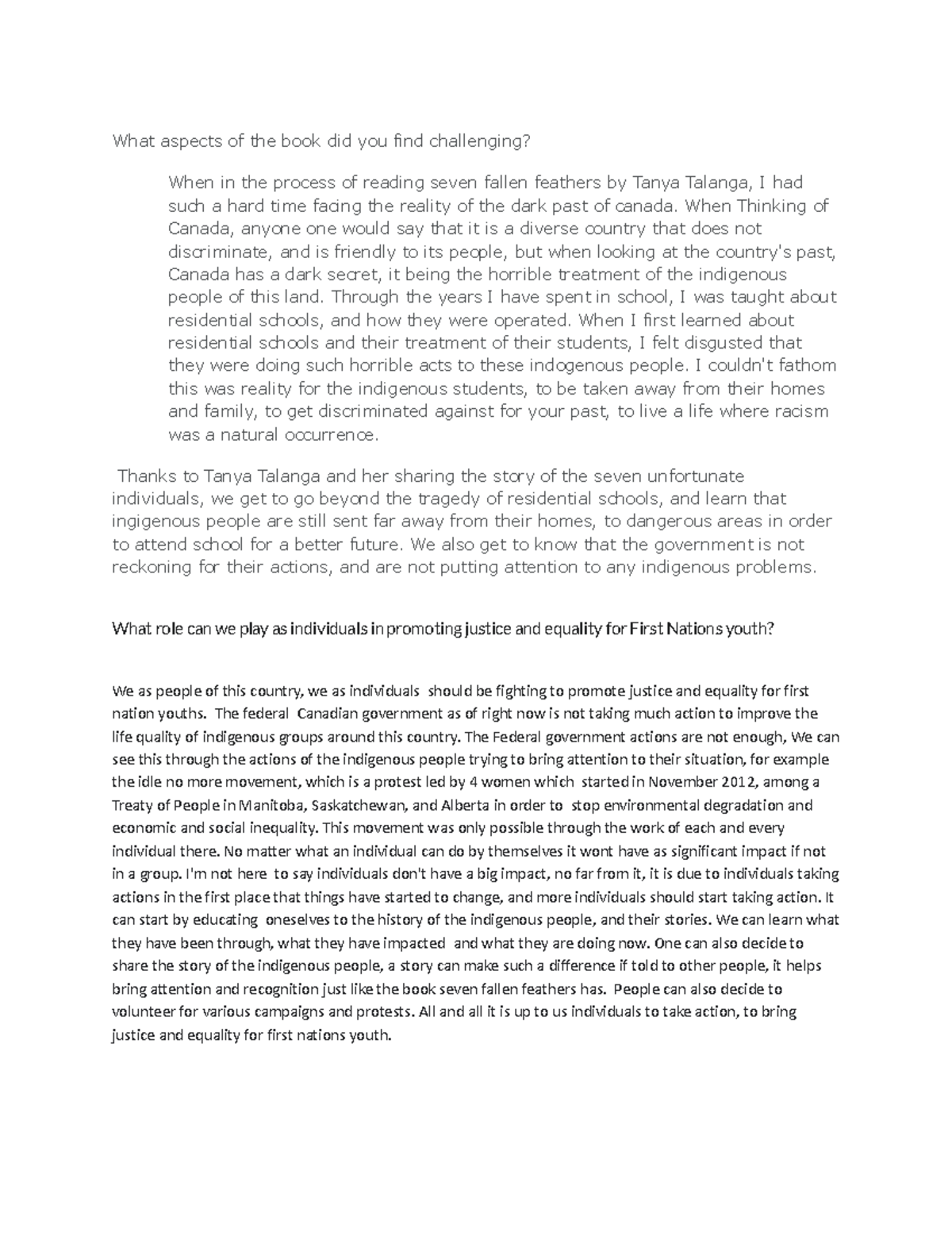 Untitled document - adfsdf - What aspects of the book did you find ...