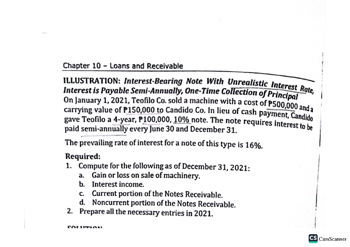 Notes Receivable Sample Problems - Chapter 10 Loans and Receivable ...