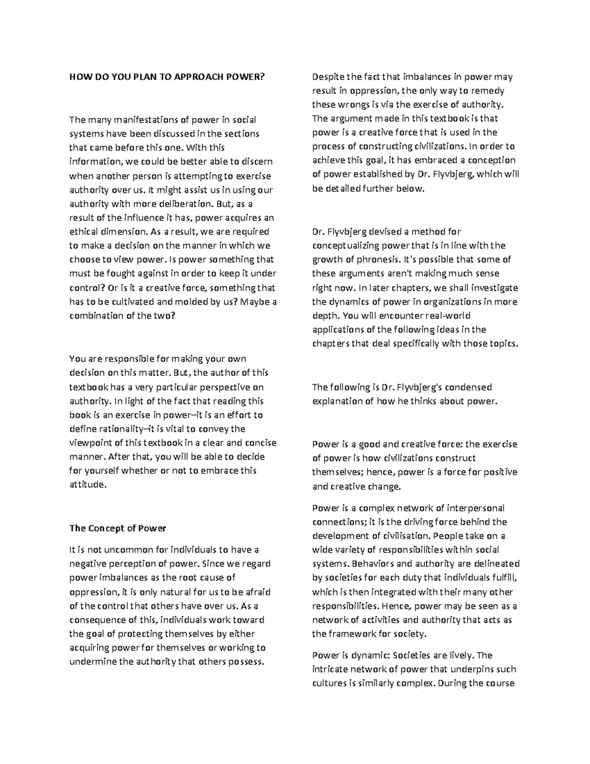 HOW DO YOU PLAN TO Approach Power - HOW DO YOU PLAN TO APPROACH POWER ...