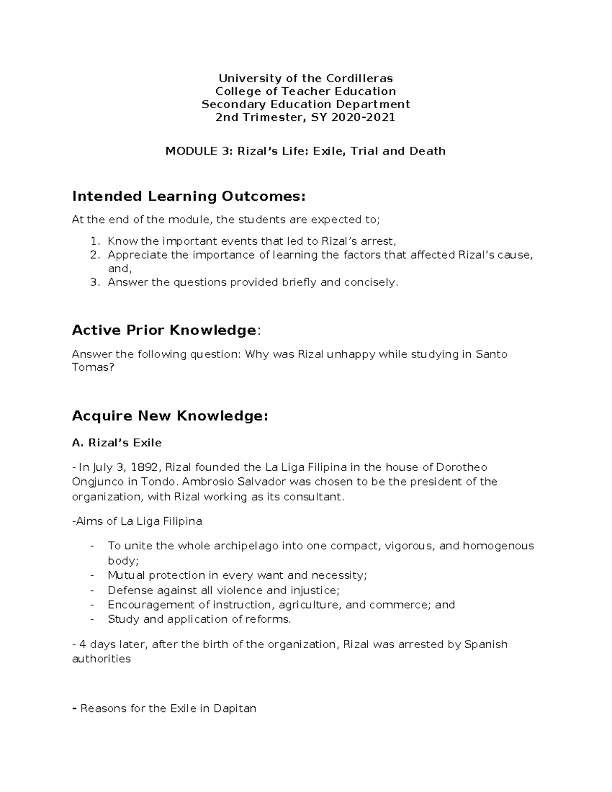 History 101 module 3 - read - University of the Cordilleras College of ...