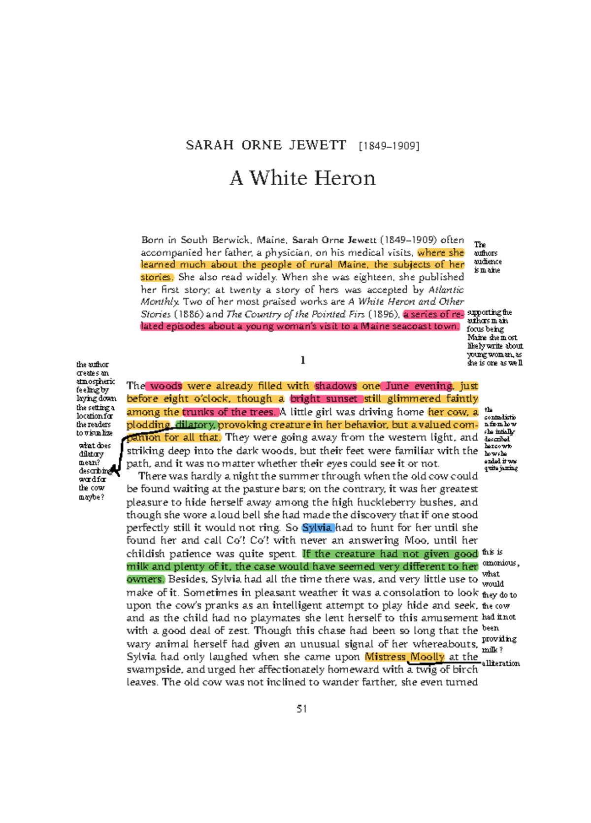 Jewett A White Heron - reading - SARAH ORNE JEWETT [1849–1909] A White ...