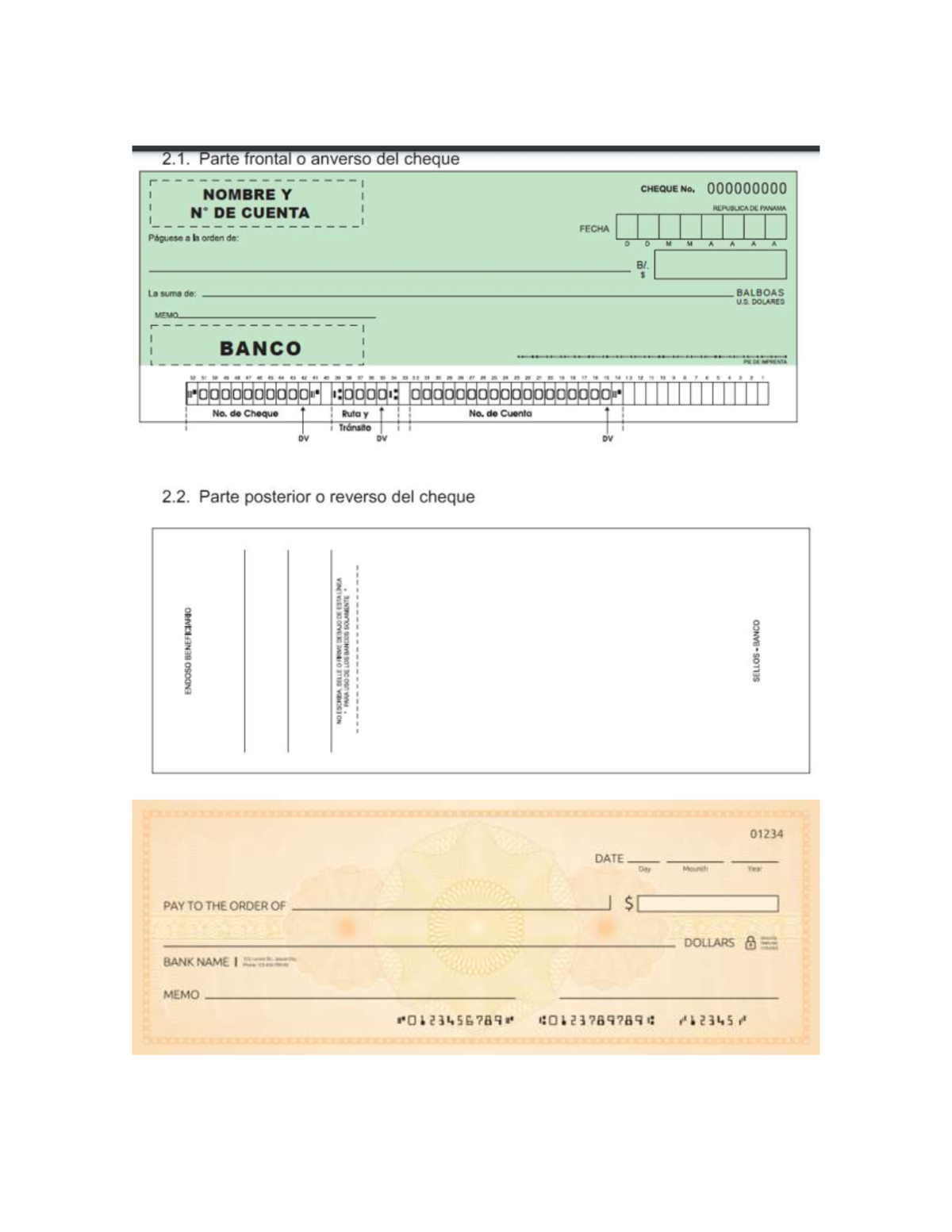 Factura Y Cheque - 2. Parte frontal o anverso del cheque NOMBRE Y ...