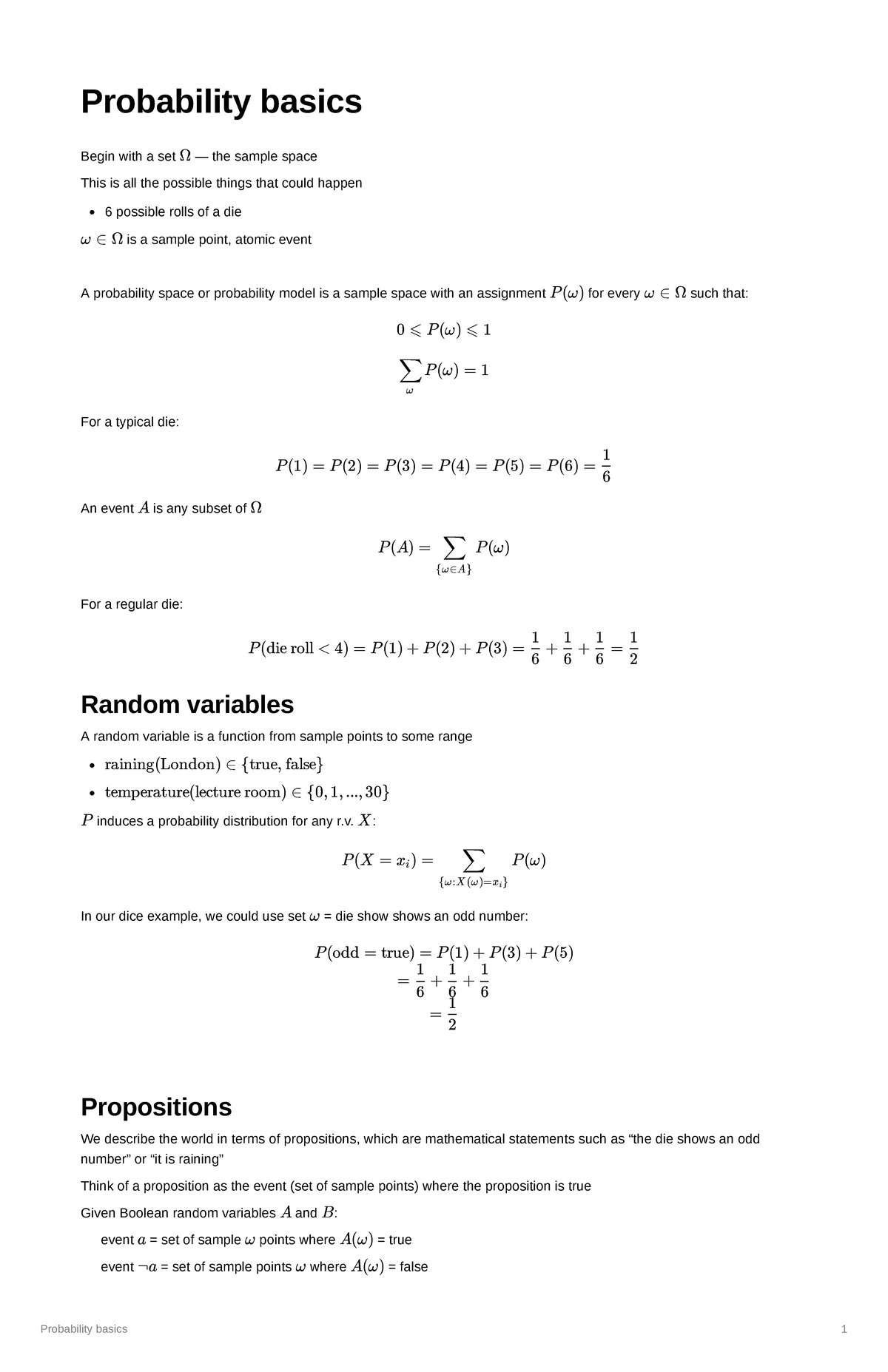 Probability basics - Lecturer: Frederik Mallman-Trenn - Probability ...