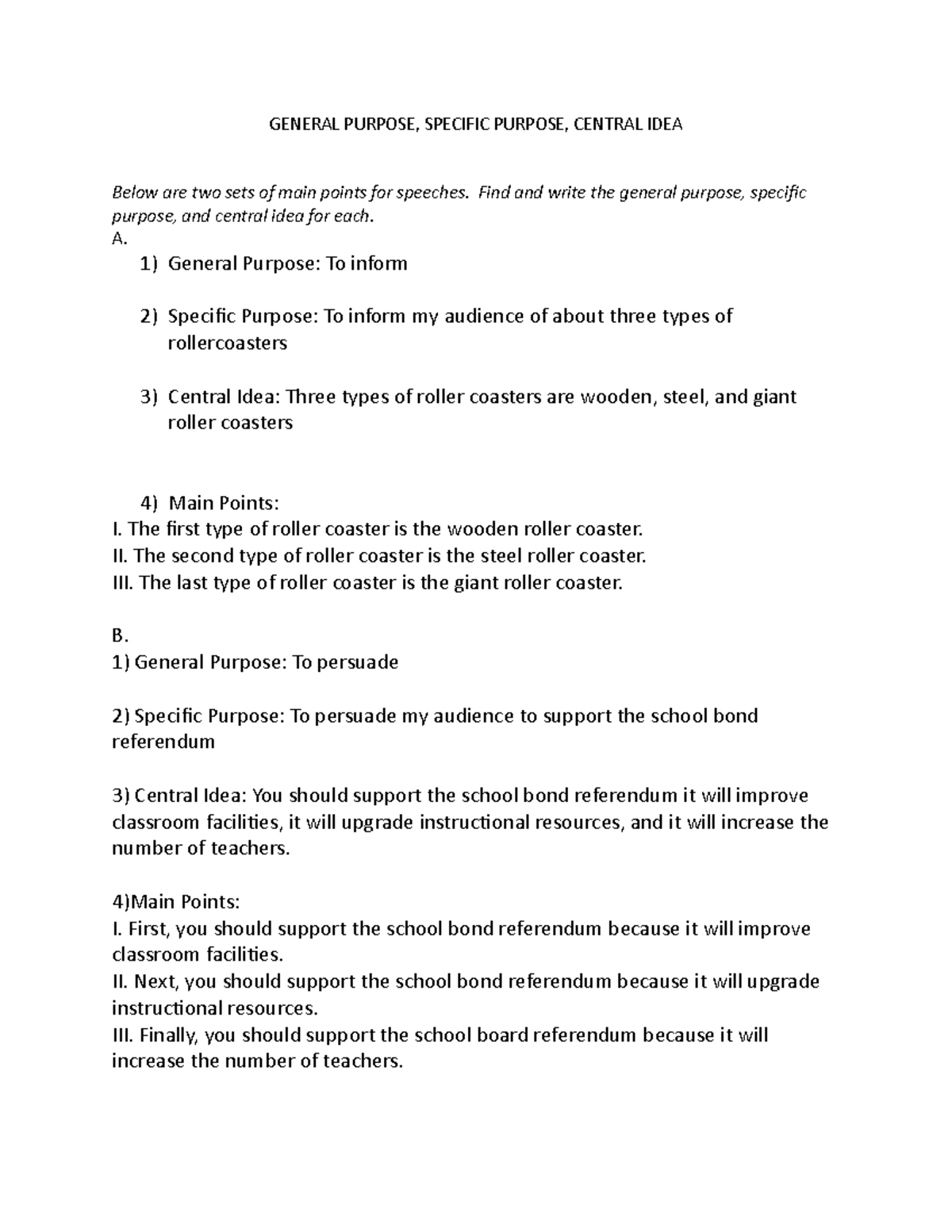 CT H O GP SP Central idea - GENERAL PURPOSE, SPECIFIC PURPOSE, CENTRAL ...