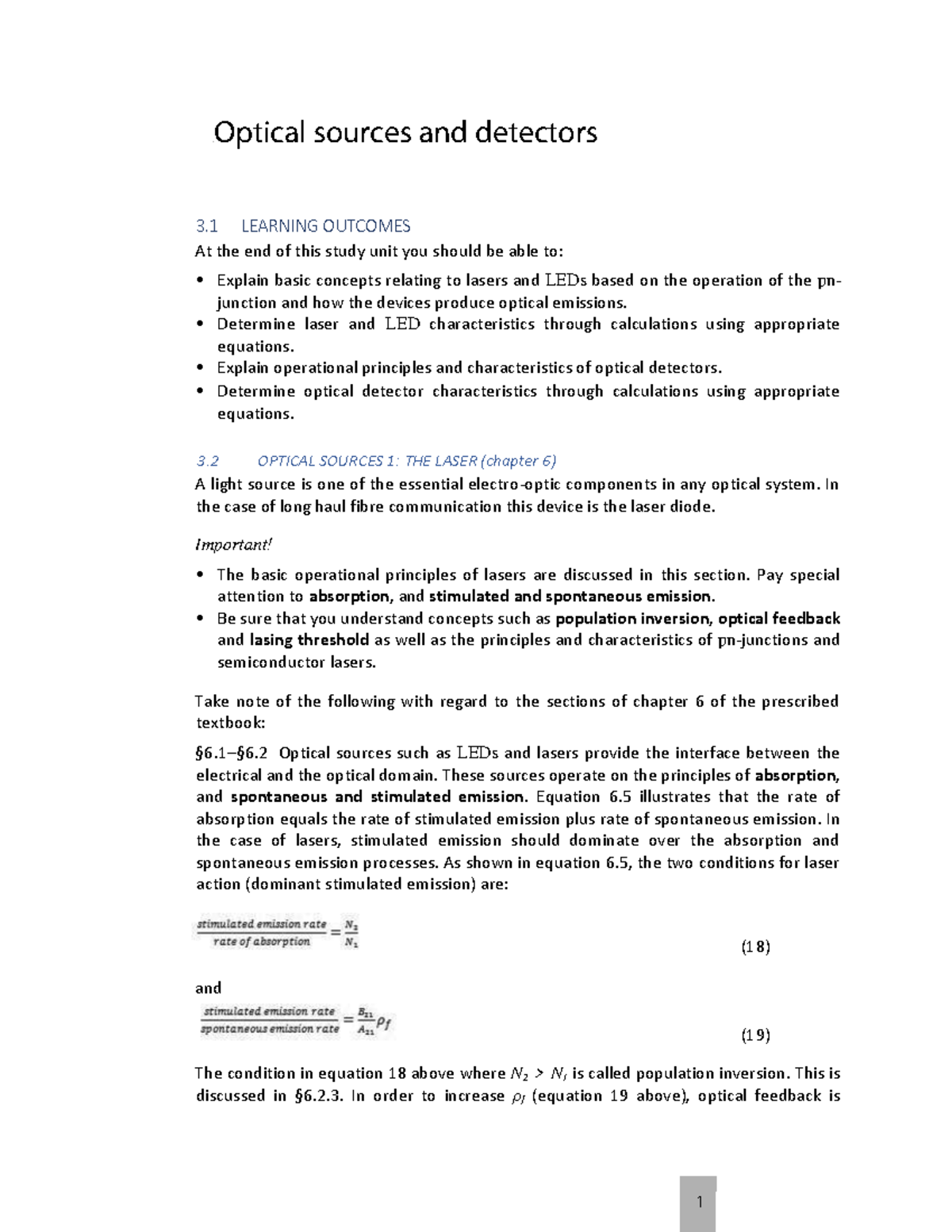 Optical sources and detectors - Determine laser and LED characteristics ...