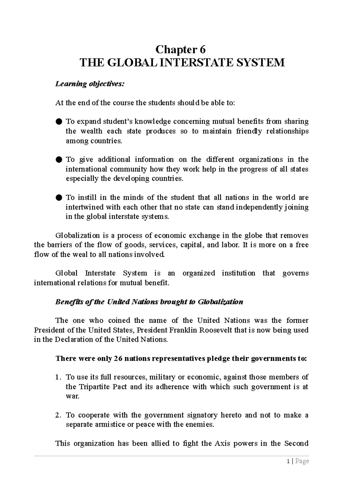 Chapter 6 THE Global Interstate System - Chapter 6 THE GLOBAL ...