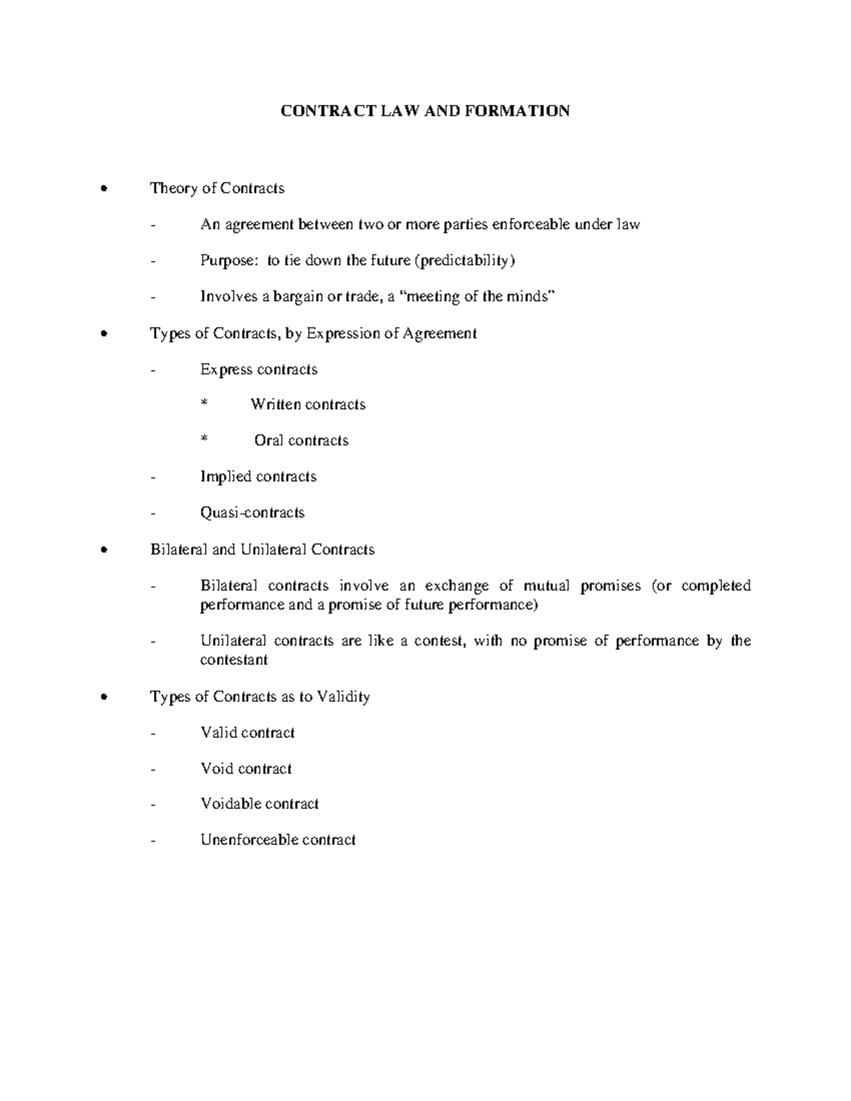 3arch54412610 lecture notes - CONTRACT LAW AND FORMATION Theory of ...