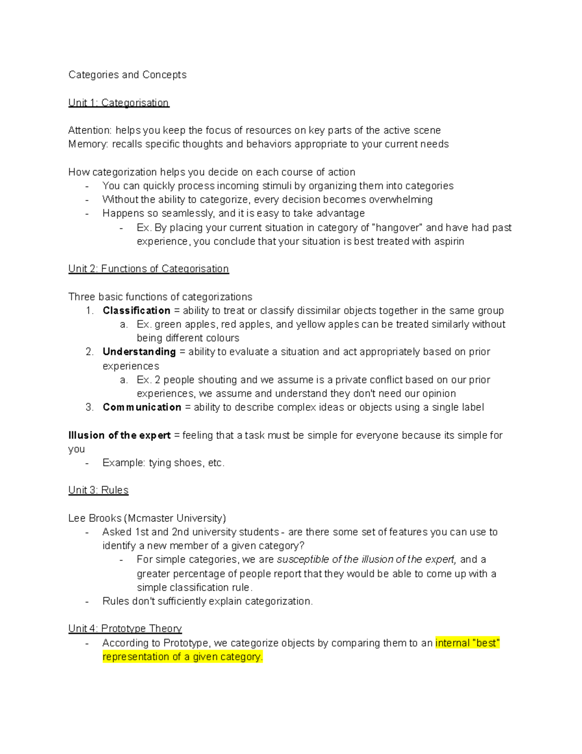 Module 7 Categories and Concepts - Categories and Concepts Unit 1 ...
