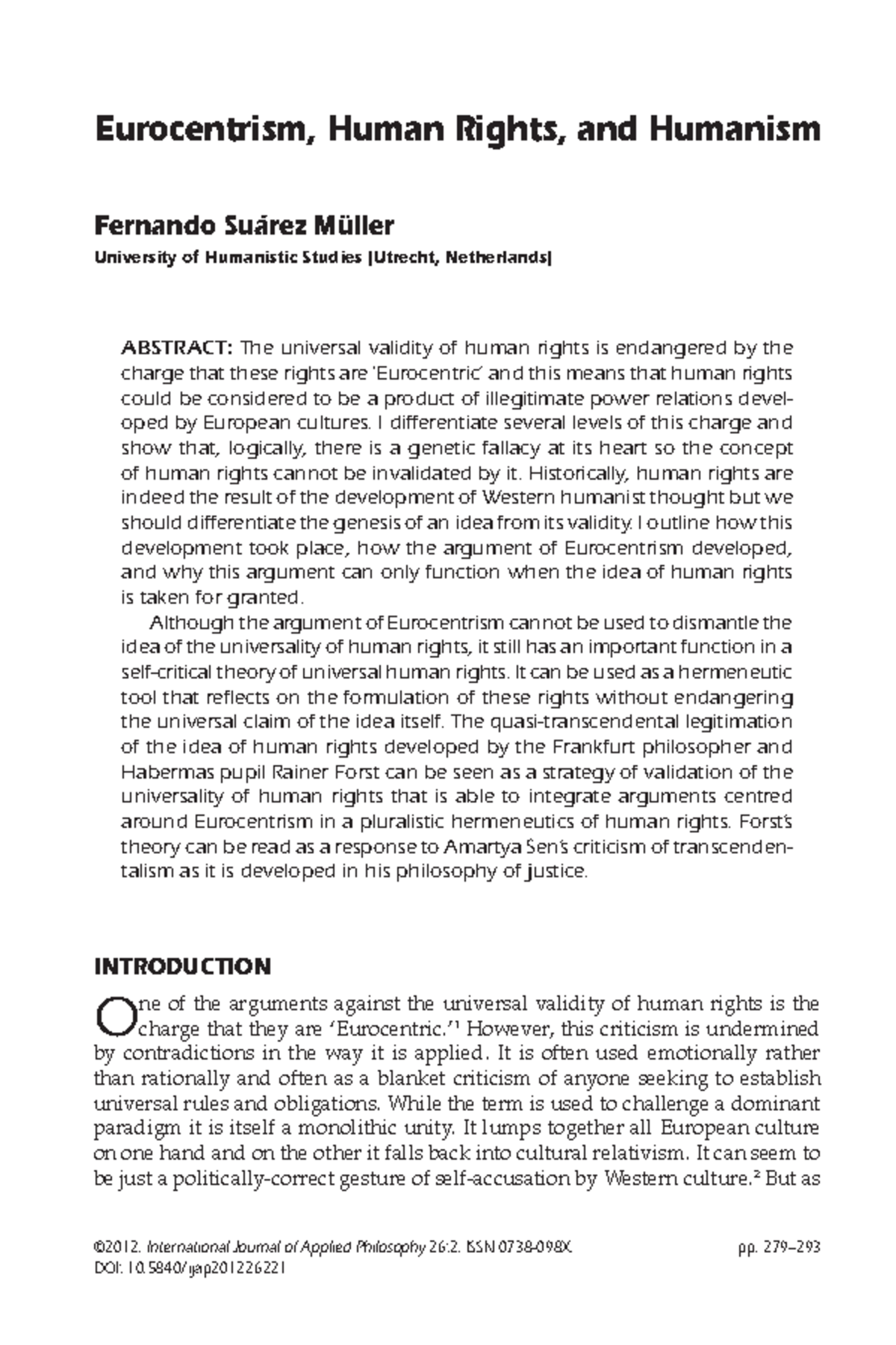 Eurocentrism Human Rights and Humanism - I differentiate several levels ...