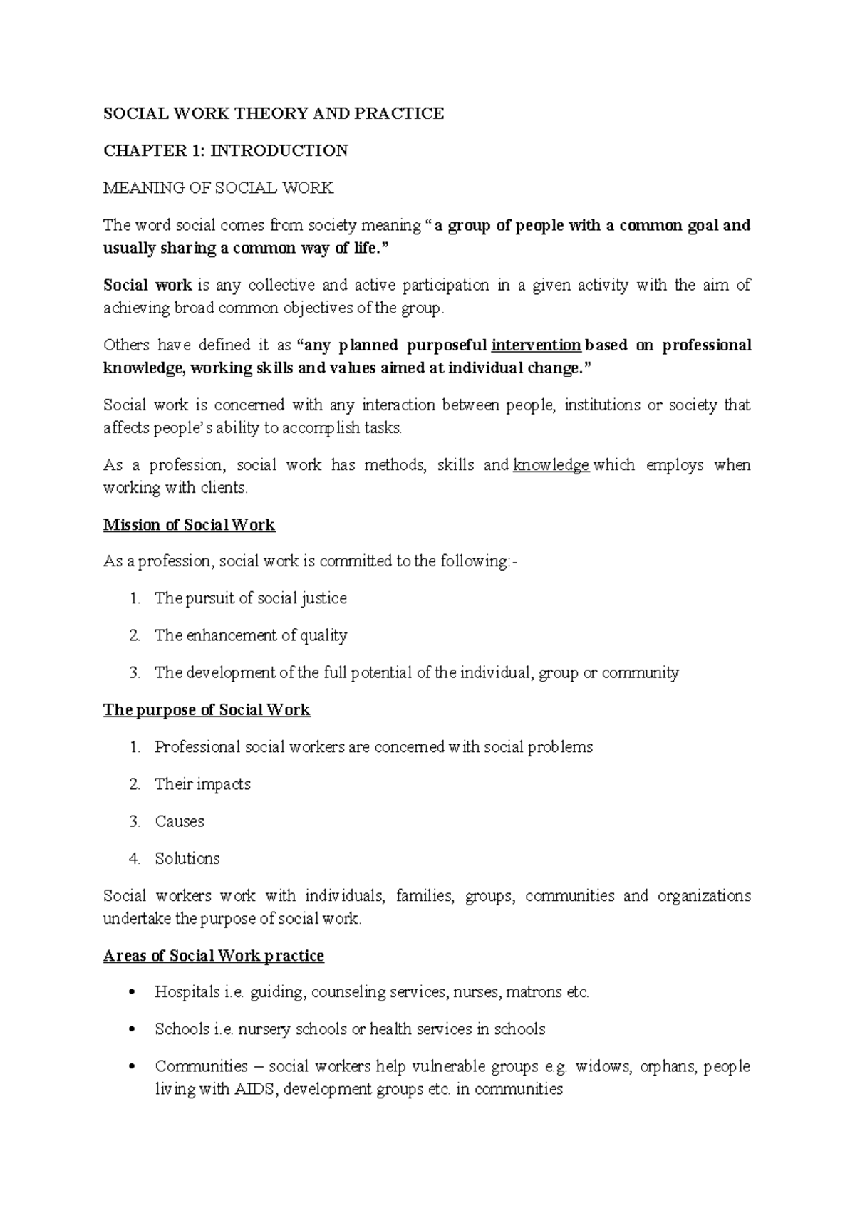 Social WORK Theory AND Practice - SOCIAL WORK THEORY AND PRACTICE ...