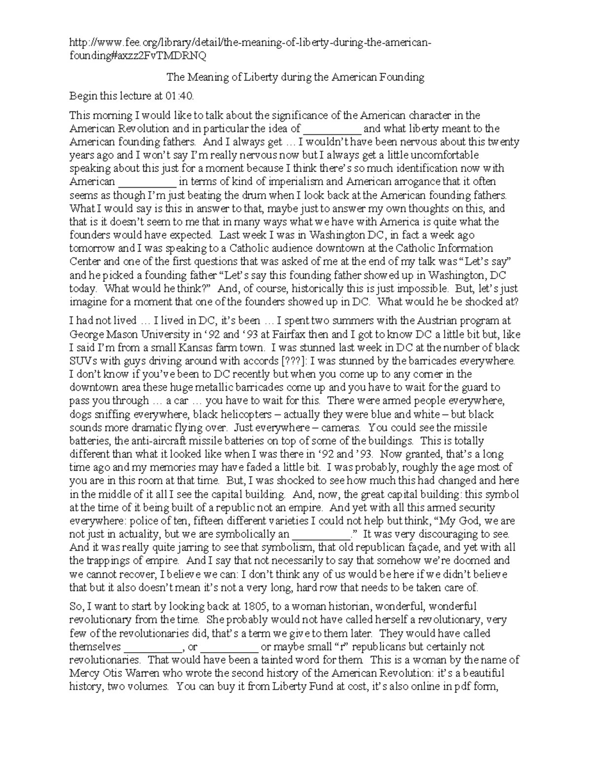 LQ01 The Meaning of Liberty During the American Founding Notes ...