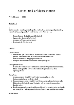 Kostenrechnung und Kostenmanagement - Grundlagen des Controllings Controlling Steuerung 1 - Studocu