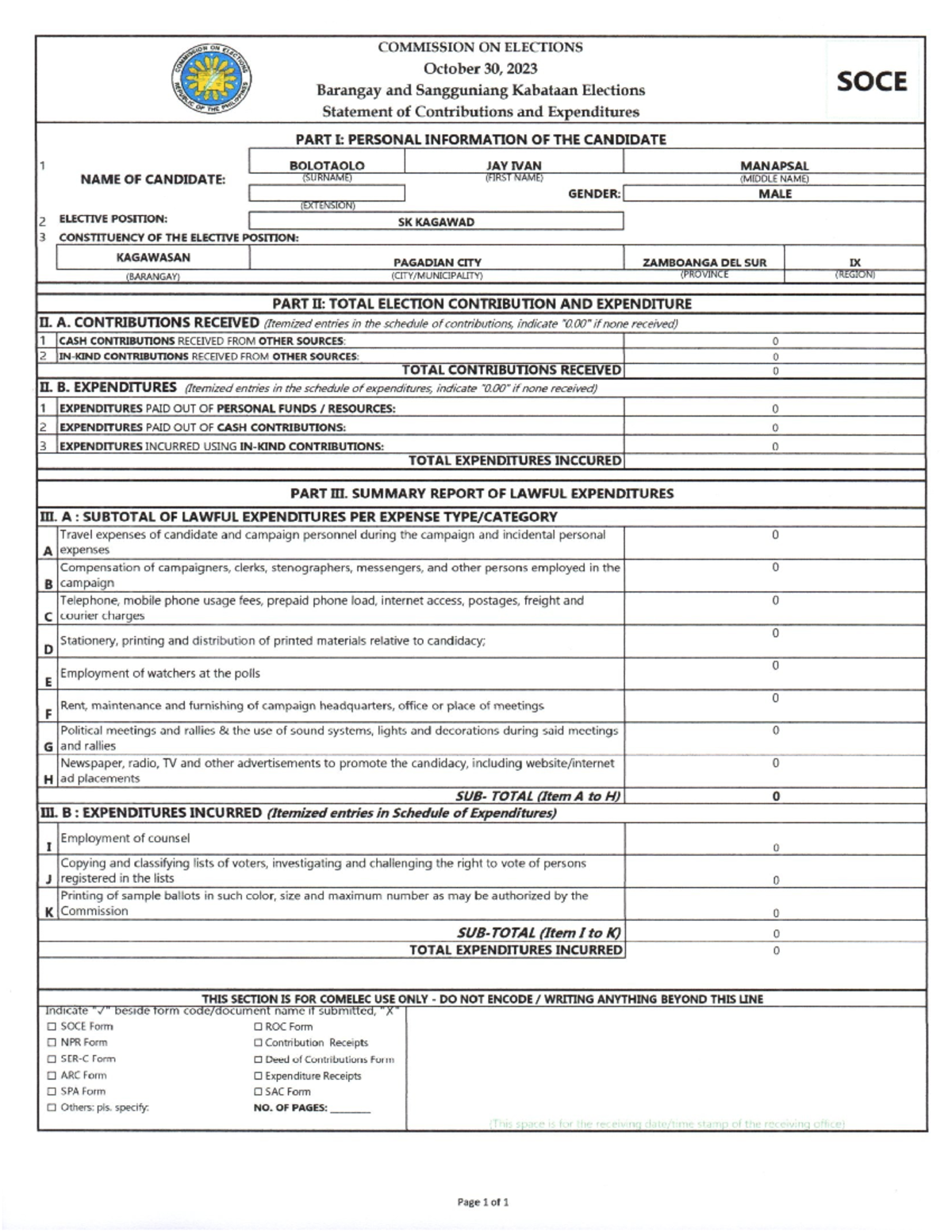 SOCE - Bolotaolo, IVAN - Bachelor of Secondary Education - Studocu