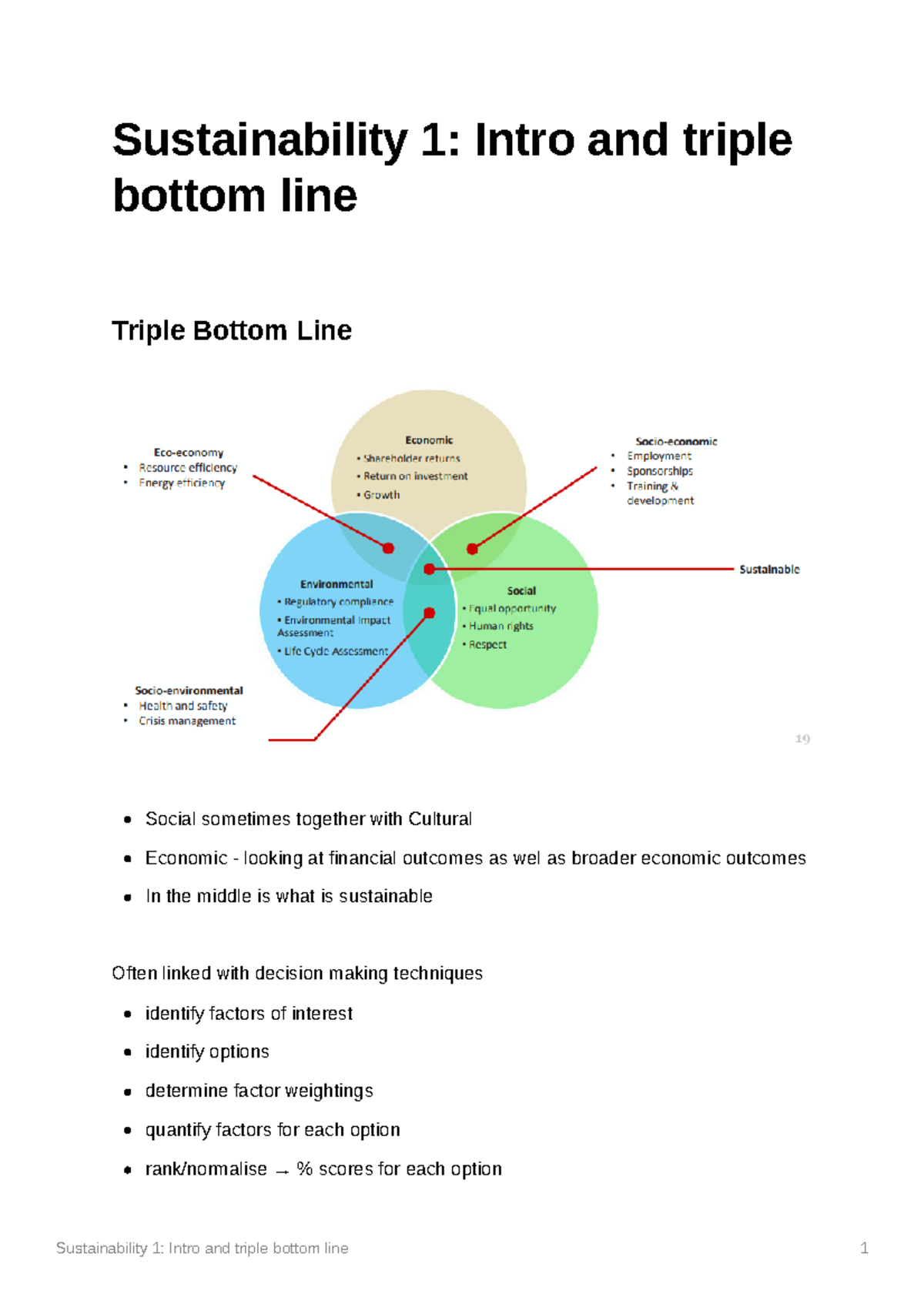 Sustainability 1 Intro and triple bottom line - Sustainability 1: Intro and triple bottom line ...