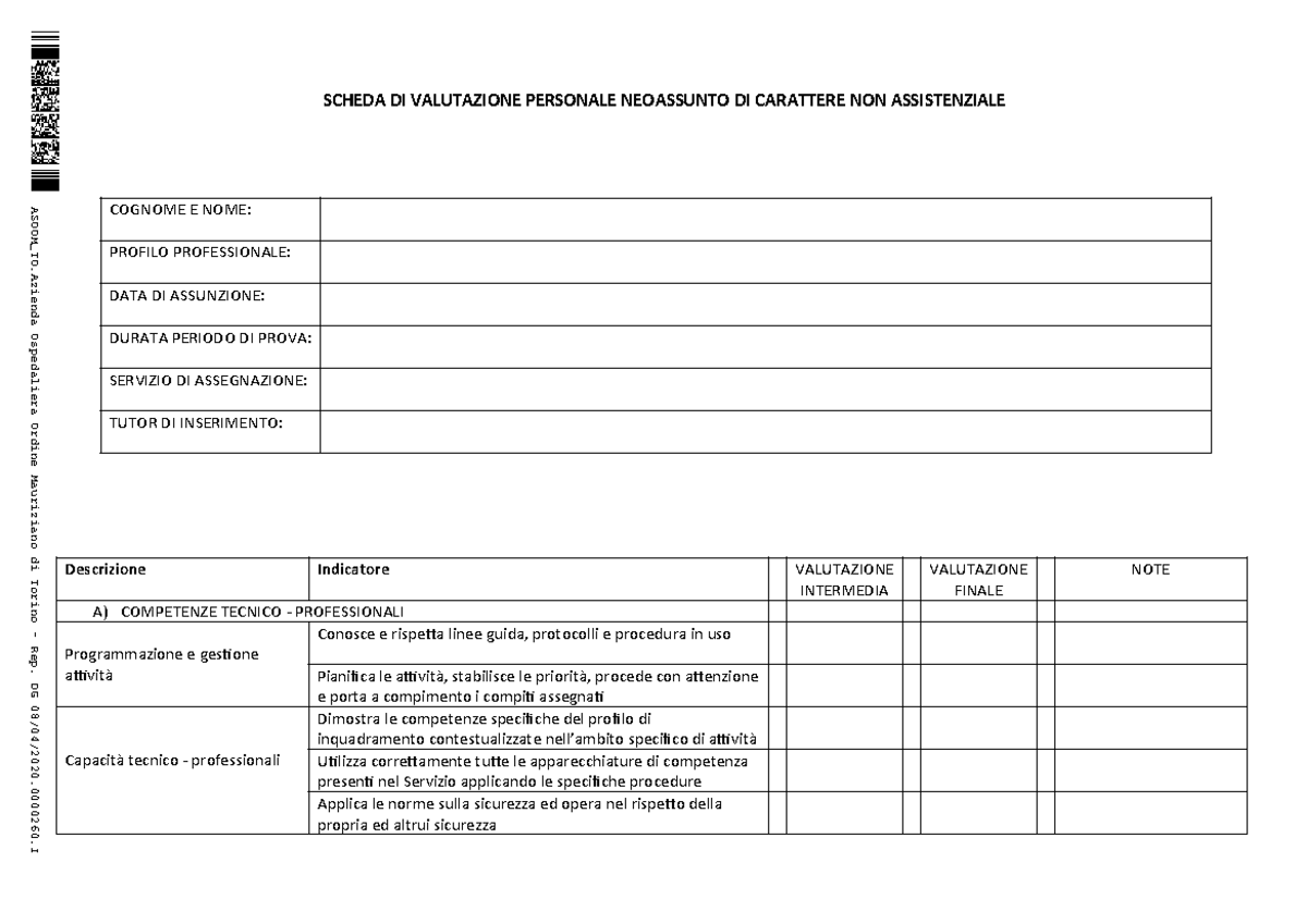 Inserimento pta valutazione - SCHEDA DI VALUTAZIONE PERSONALE ...