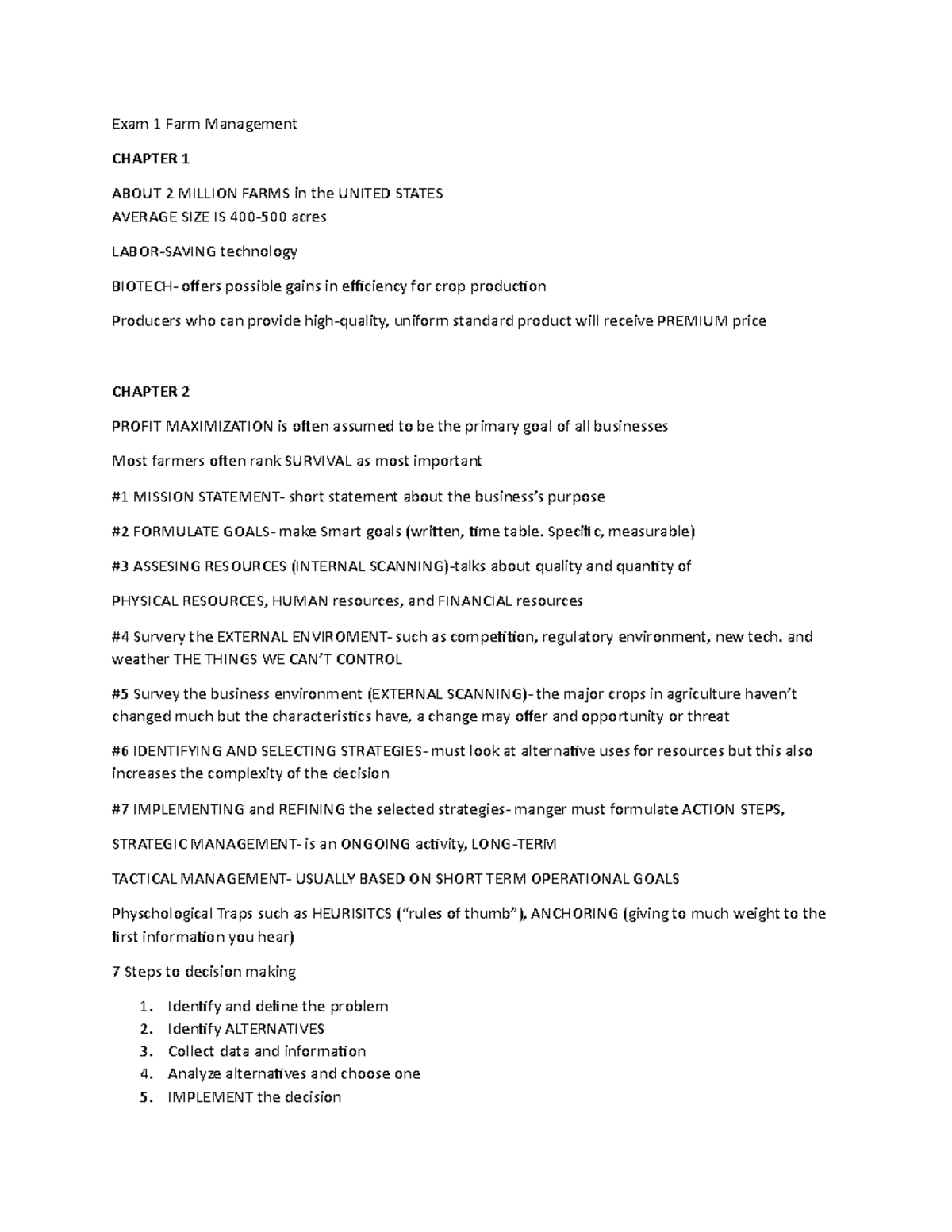 Exam 1 Farm Management Study Guide[ 3596] - Exam 1 Farm Management ...