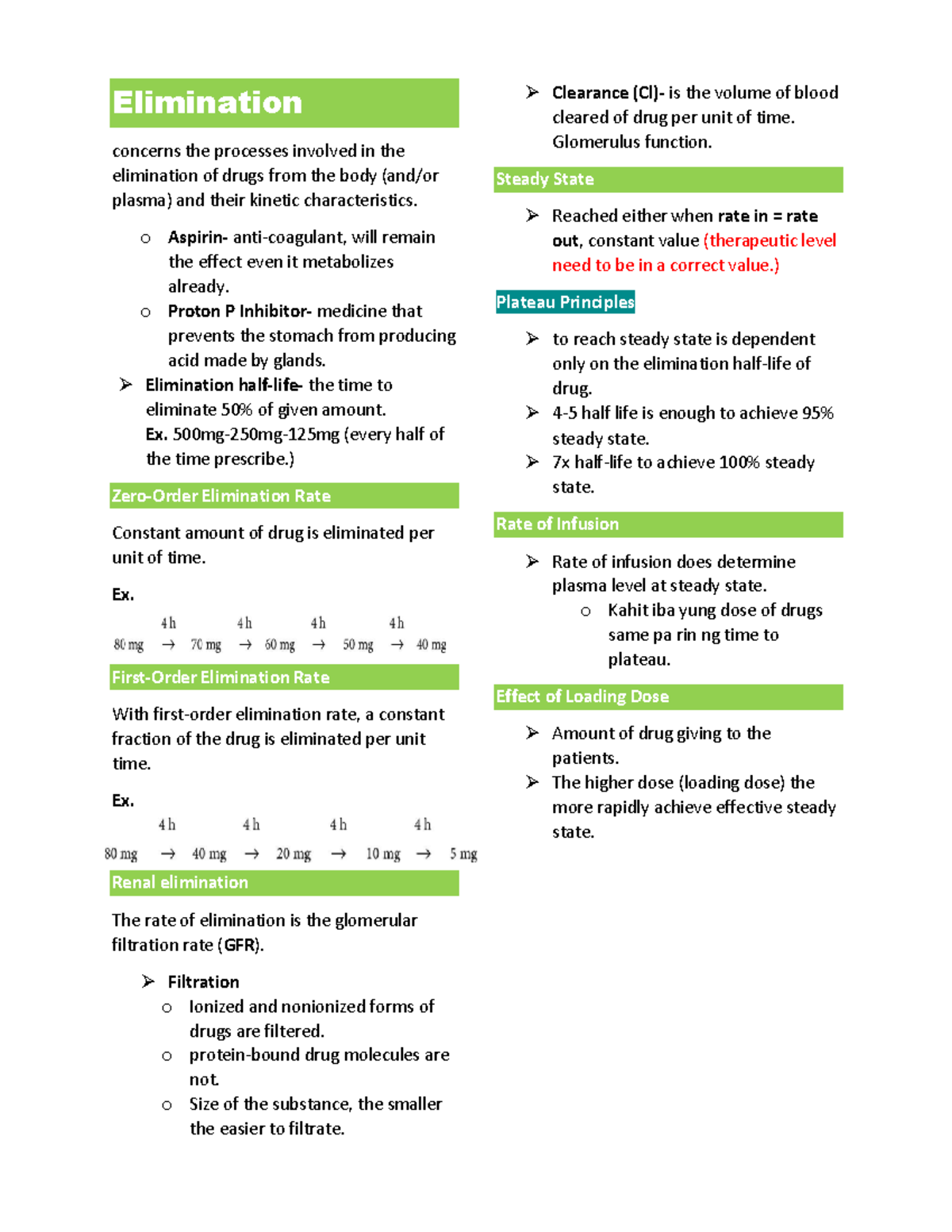 Pharmacology - preliminary lecture - Elimination concerns the processes ...