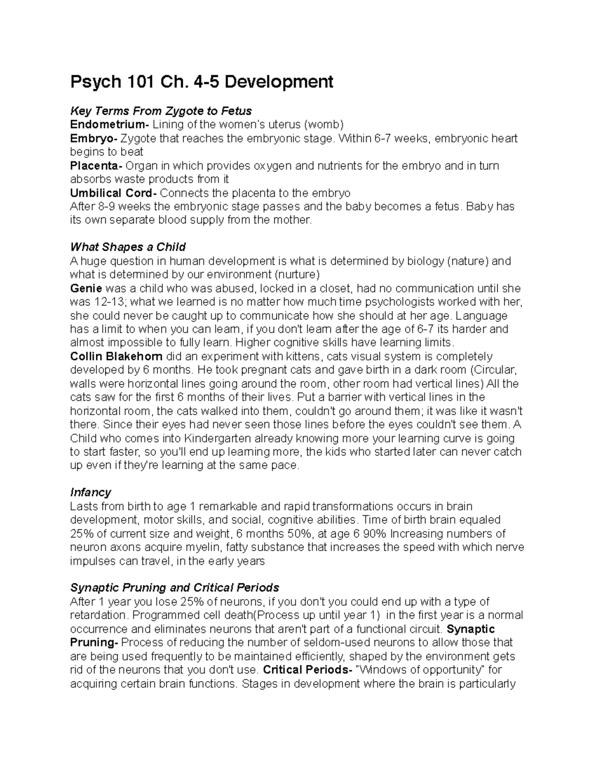 Psych 101 Ch. 4 - Lecture notes Chapters 1, 2, 3, 7, 8, 15 - Psych 101 ...