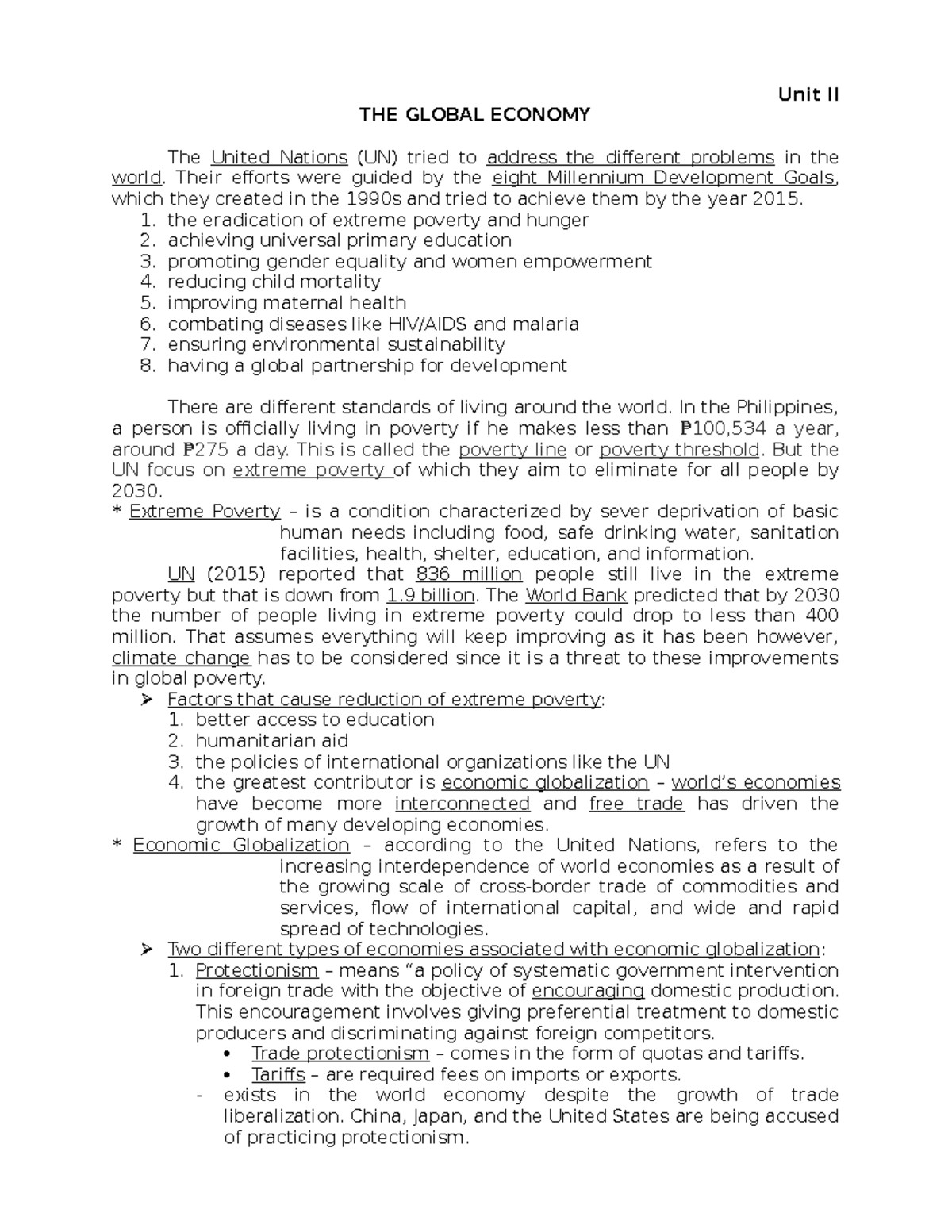 UNIT-2-GEC103 - Ggfrfgjj - Unit II THE GLOBAL ECONOMY The United ...