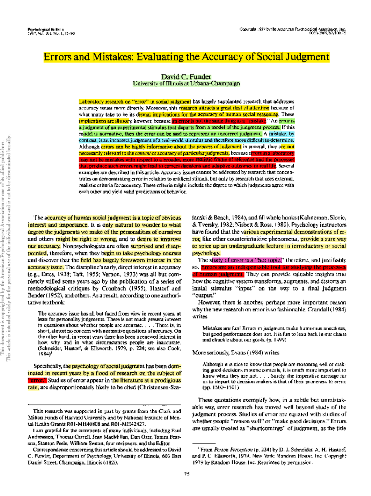 Chapter 2 and Chapter 3 Debate Funder 1987 Against Inaccuracy ...