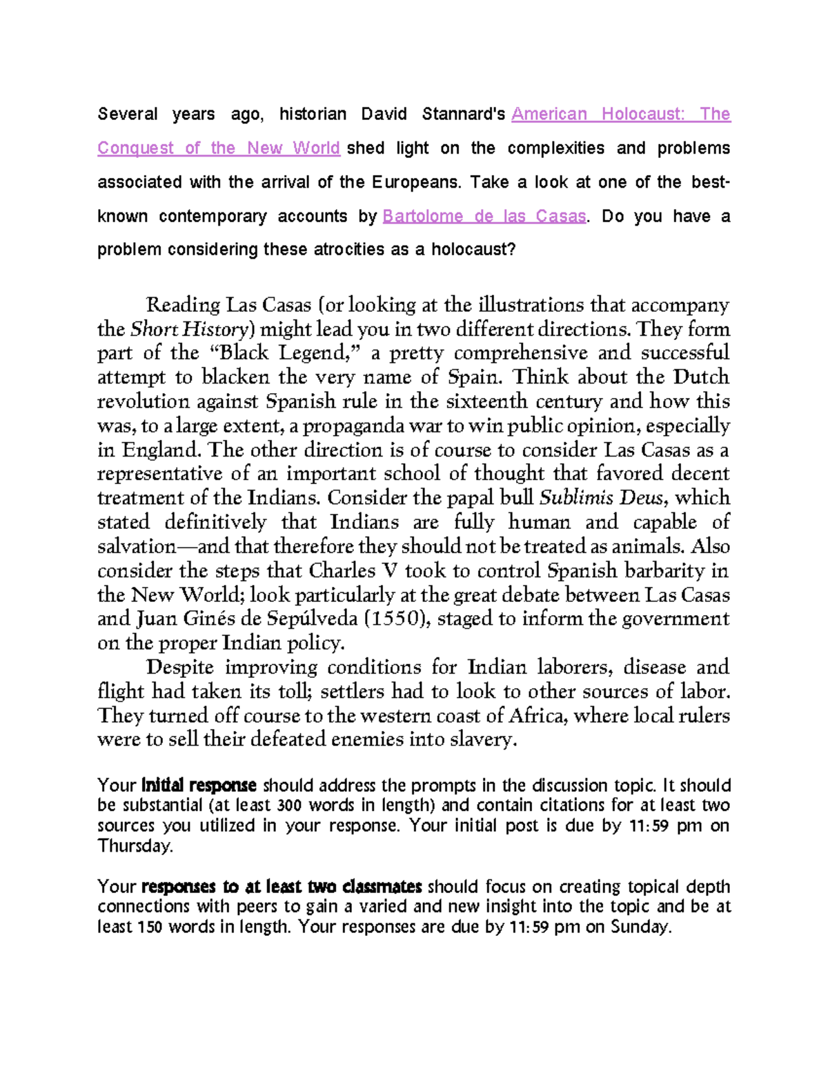 HIST1723 Discussion 2 Instructions - Several years ago, historian David ...