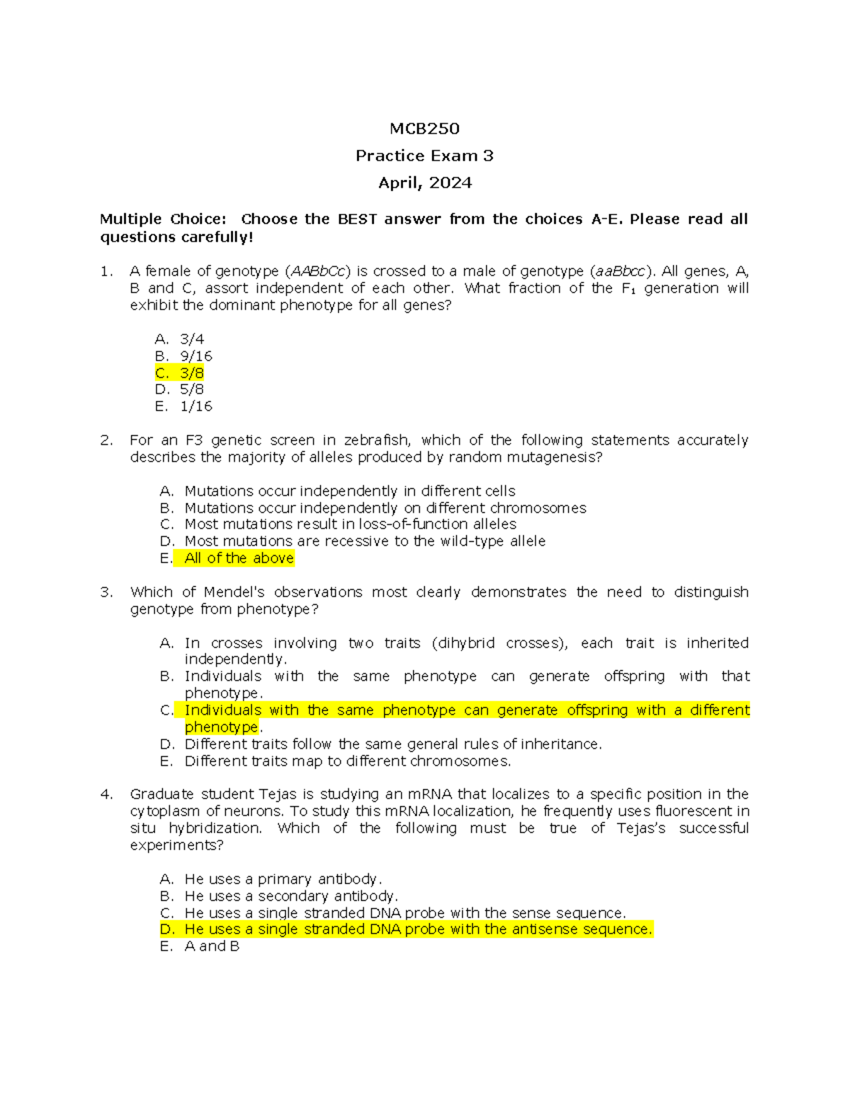 2024 Practice Exam 3 No Answers - MCB Practice Exam 3 April, 2024 ...
