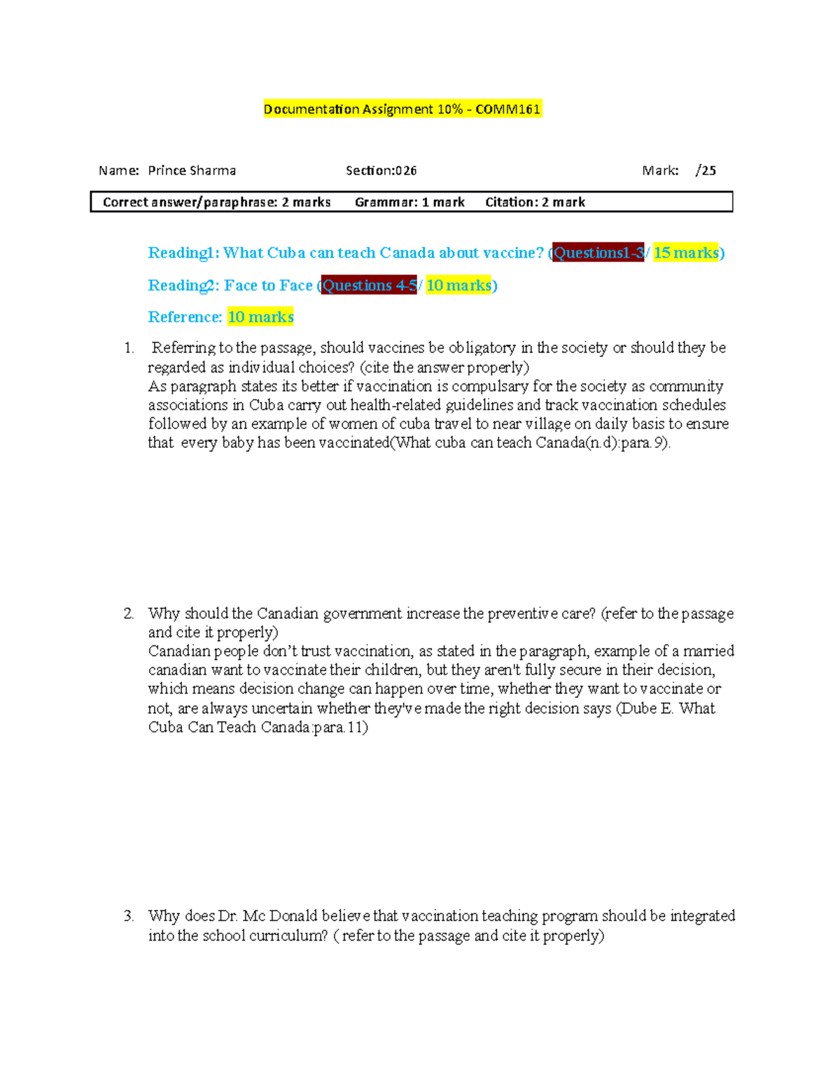 COMM-161 Documentation assignment - Documentation Assignment 10% - COMM Name: Prince Sharma ...