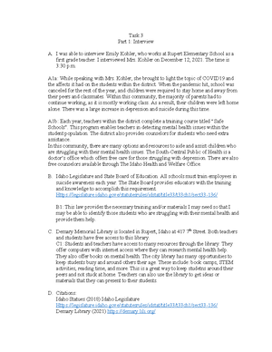 D093 - DIM4 Task 1 - (Assessing Impact on Student Learning) - Janelle Ortiz D093 Task 1 DIM A ...