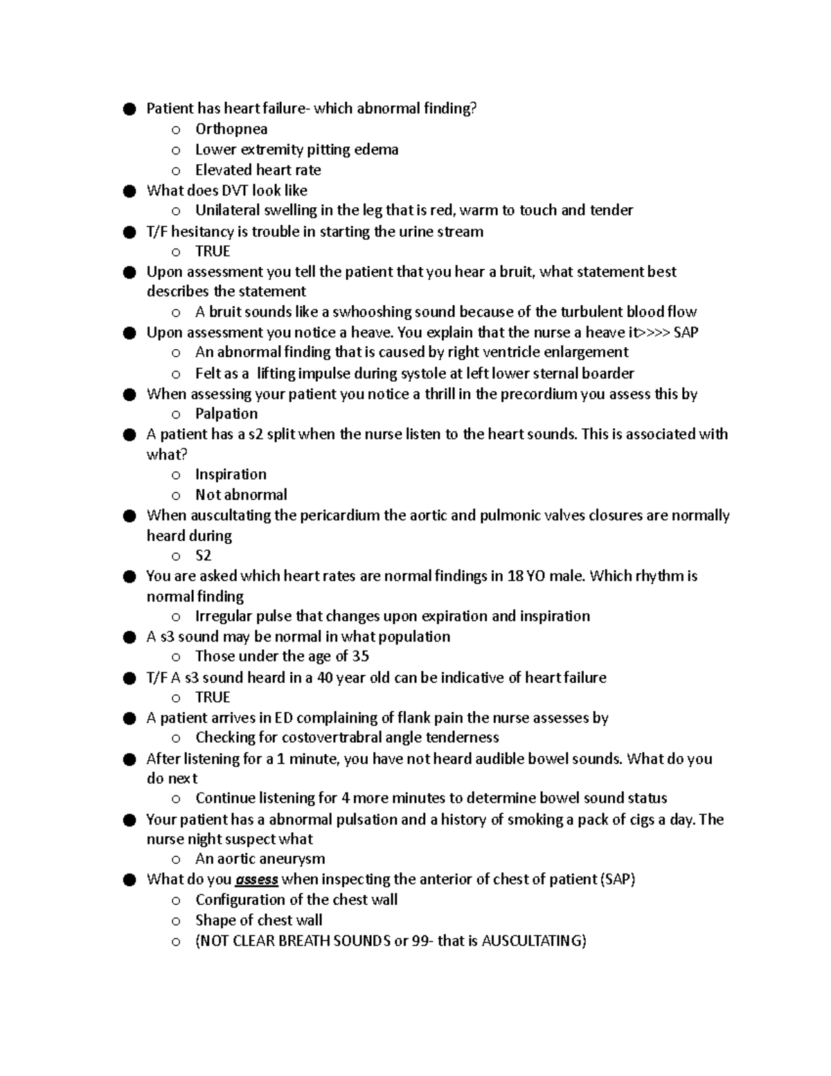 HA Final Practice Questions - Patient has heart failure- which abnormal ...