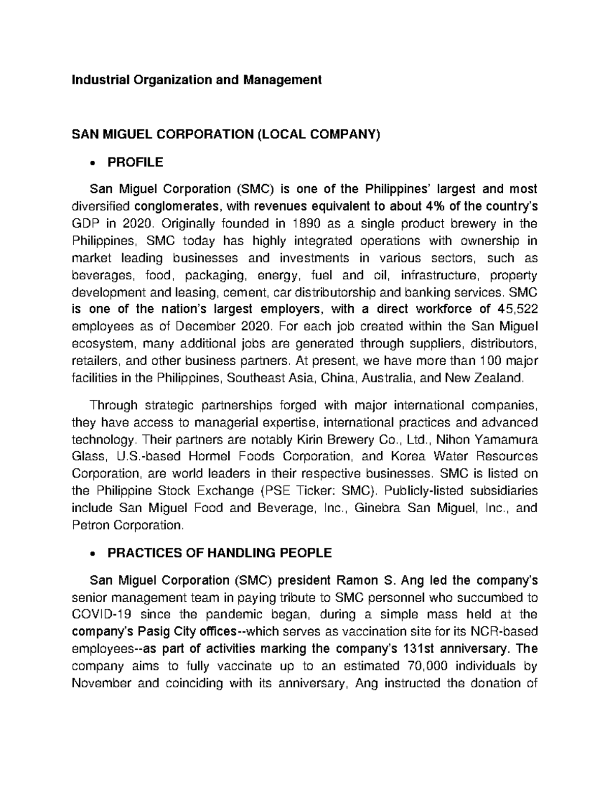 IOM - BUSINESS STRUCTURE - Industrial Organization and Management SAN ...