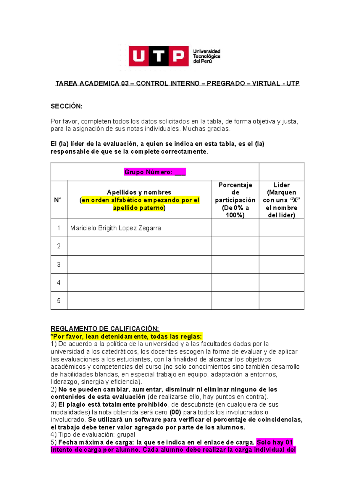 Indicacionesy Formato TA 03 Sem12 CI 12520 Virt UTP - TAREA ACADEMICA 03 – CONTROL INTERNO ...