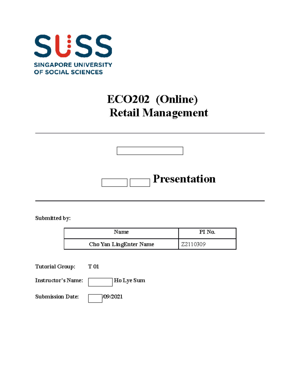 GBA TMA Cover Page - ajacfojcfojfae - ECO202 (Online) Retail Management ...