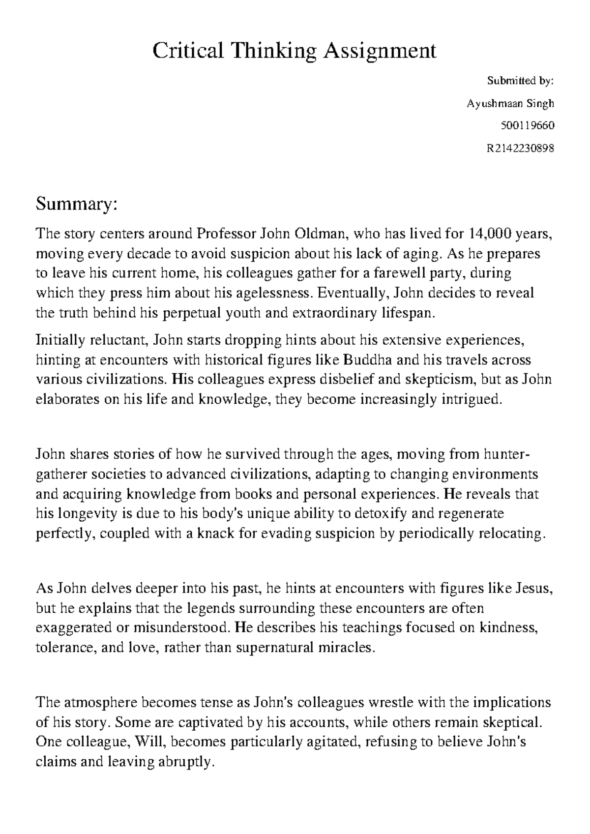 Critical Thinking Assignment - Critical Thinking Assignment Submitted ...