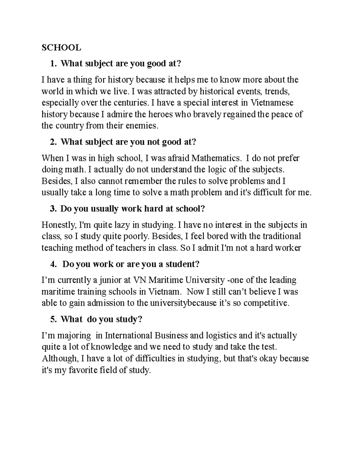 Topic Speaking SPEAK SCHOOL 1 What Subject Are You Good At I Have topic-speaking-speak-school-1-what-subject-are-you-good-at-i-have