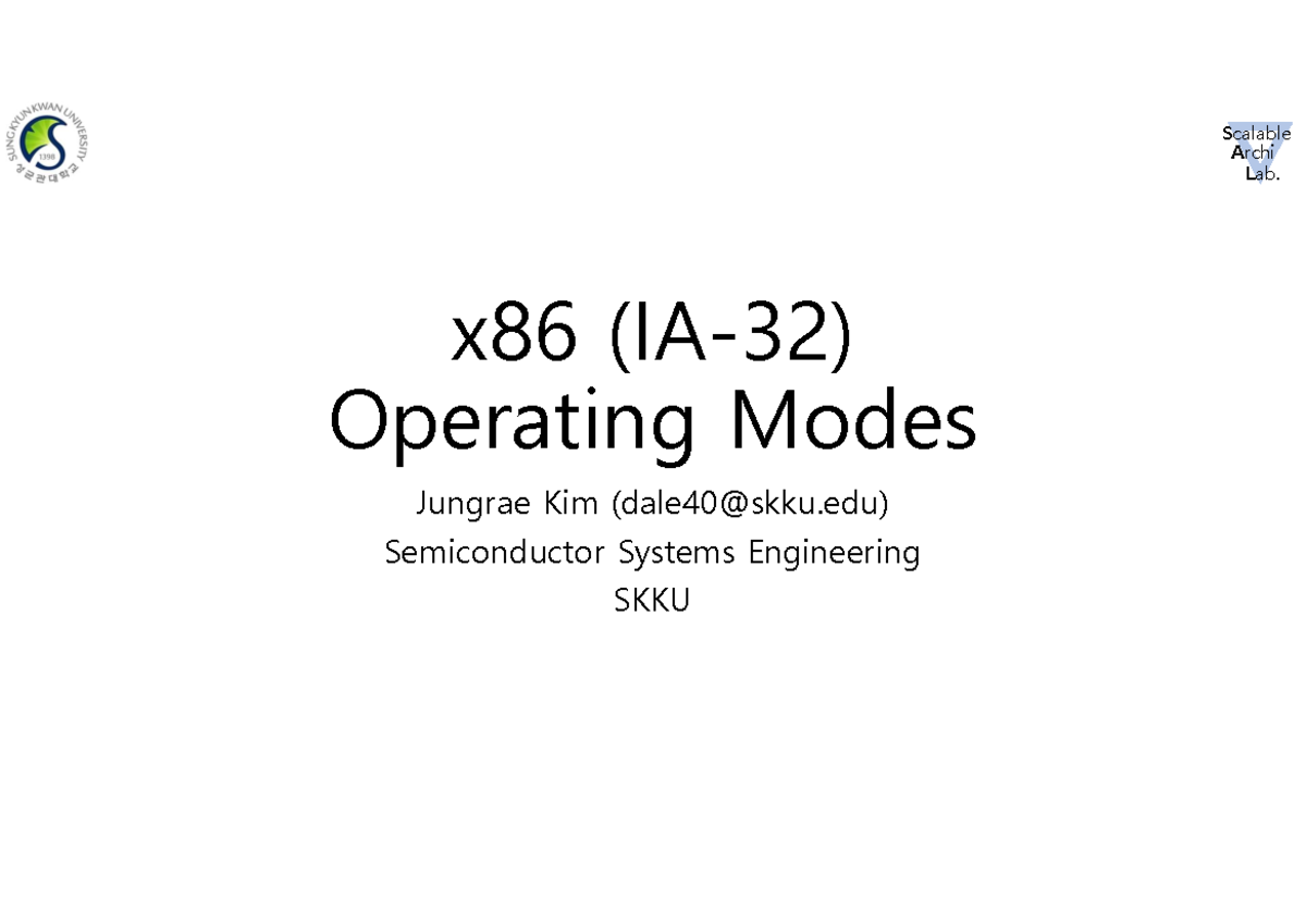 13. Operating Modes - microprocessor - Archi Lab. x86 (IA-32) Operating Modes Jungrae Kim - Studocu