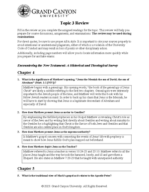BIB 106 T4Review - BIB-106 Topic 4 Review Fill in the review as you ...