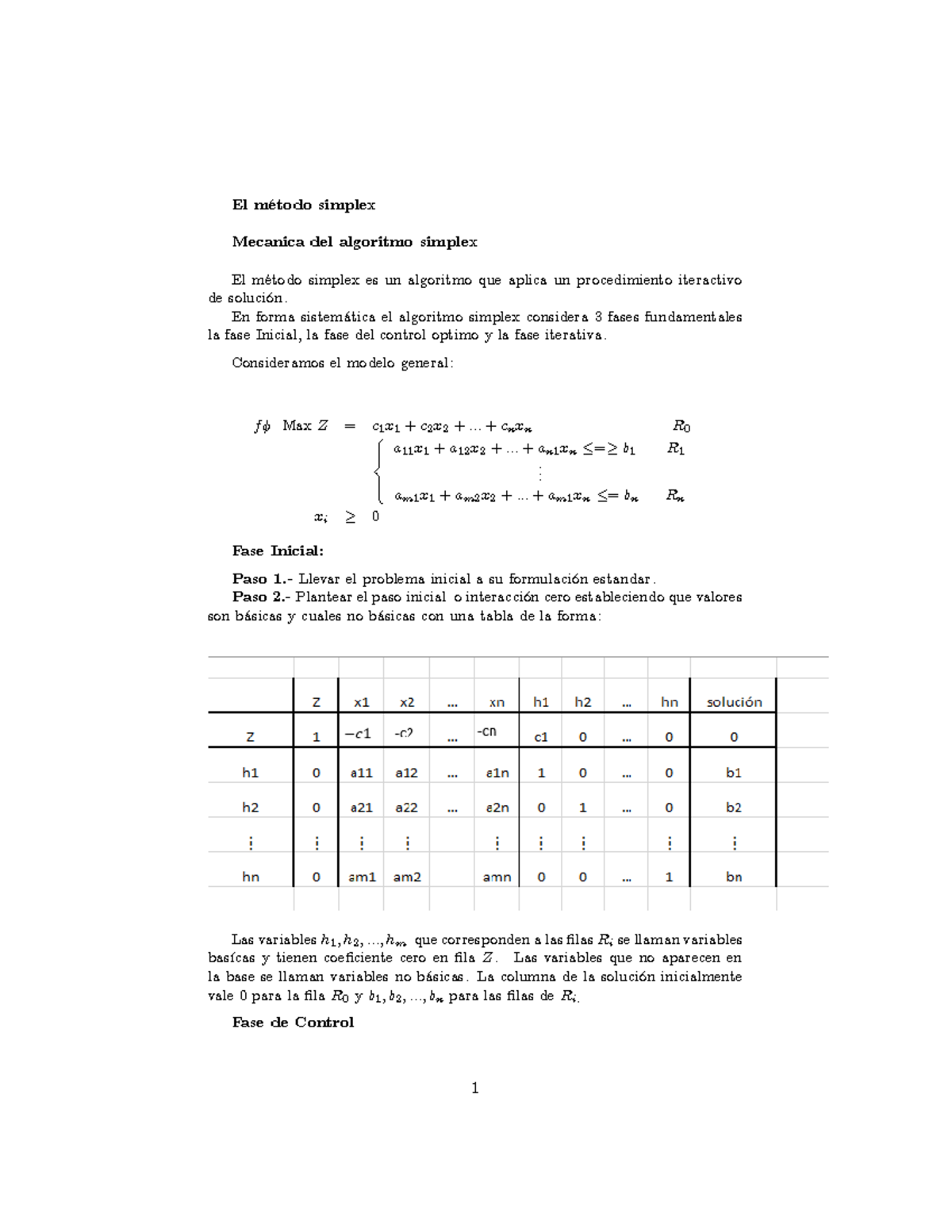Fundamentos de programacion lineal Parte 3 - El mÈtodo simplex Mecanica ...