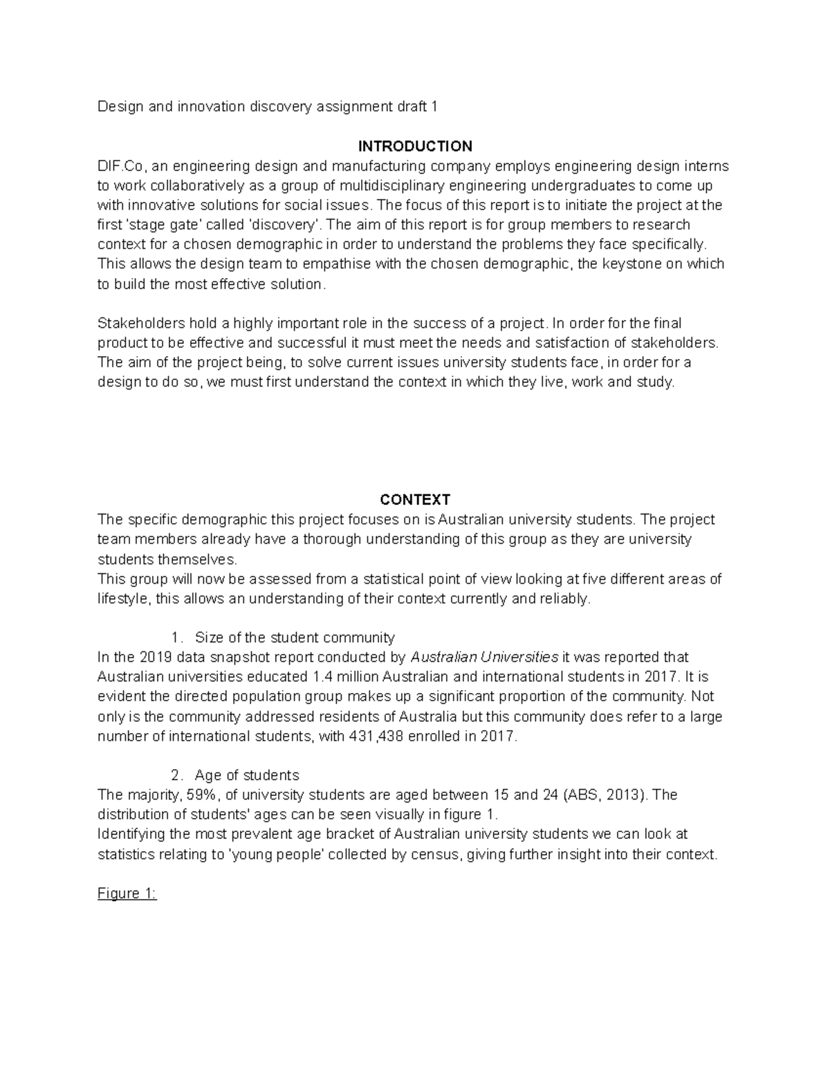 Design and innovation discovery assignment draft 1 - The focus of this ...