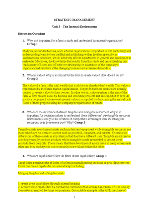 Unit 2 - Tutorial Sheet-Answer - STRATEGIC MANAGEMENT UNIT 2 – The ...