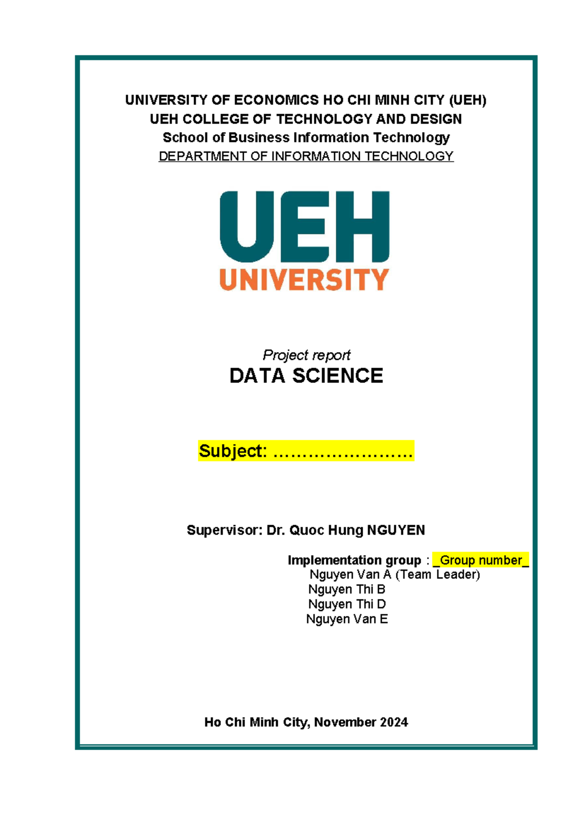 Project Data Science (DS) Template - UNIVERSITY OF ECONOMICS HO CHI ...