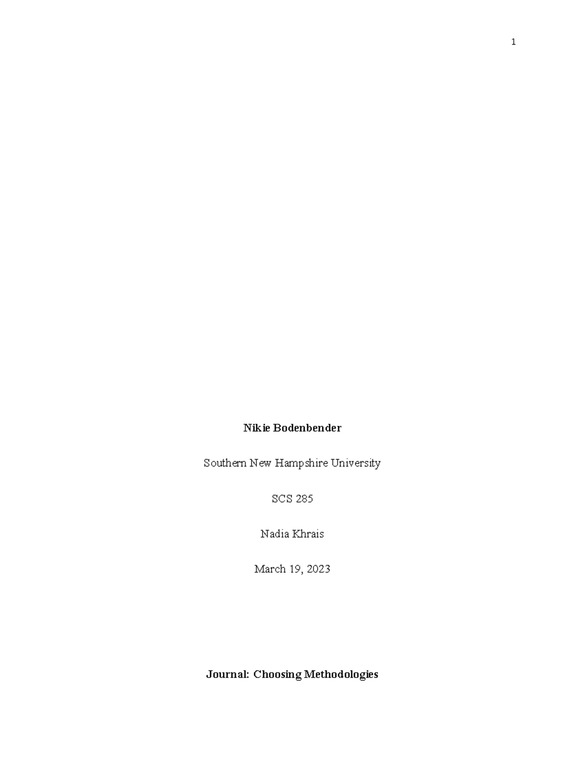 Module Three Journal - 1 Nikie Bodenbender Southern New Hampshire ...