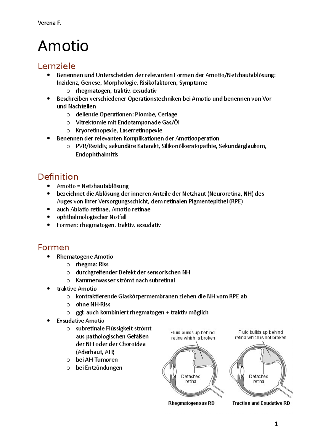 Augenheilkunde Amotio - Amotio Lernziele Benennen und Unterscheiden der ...