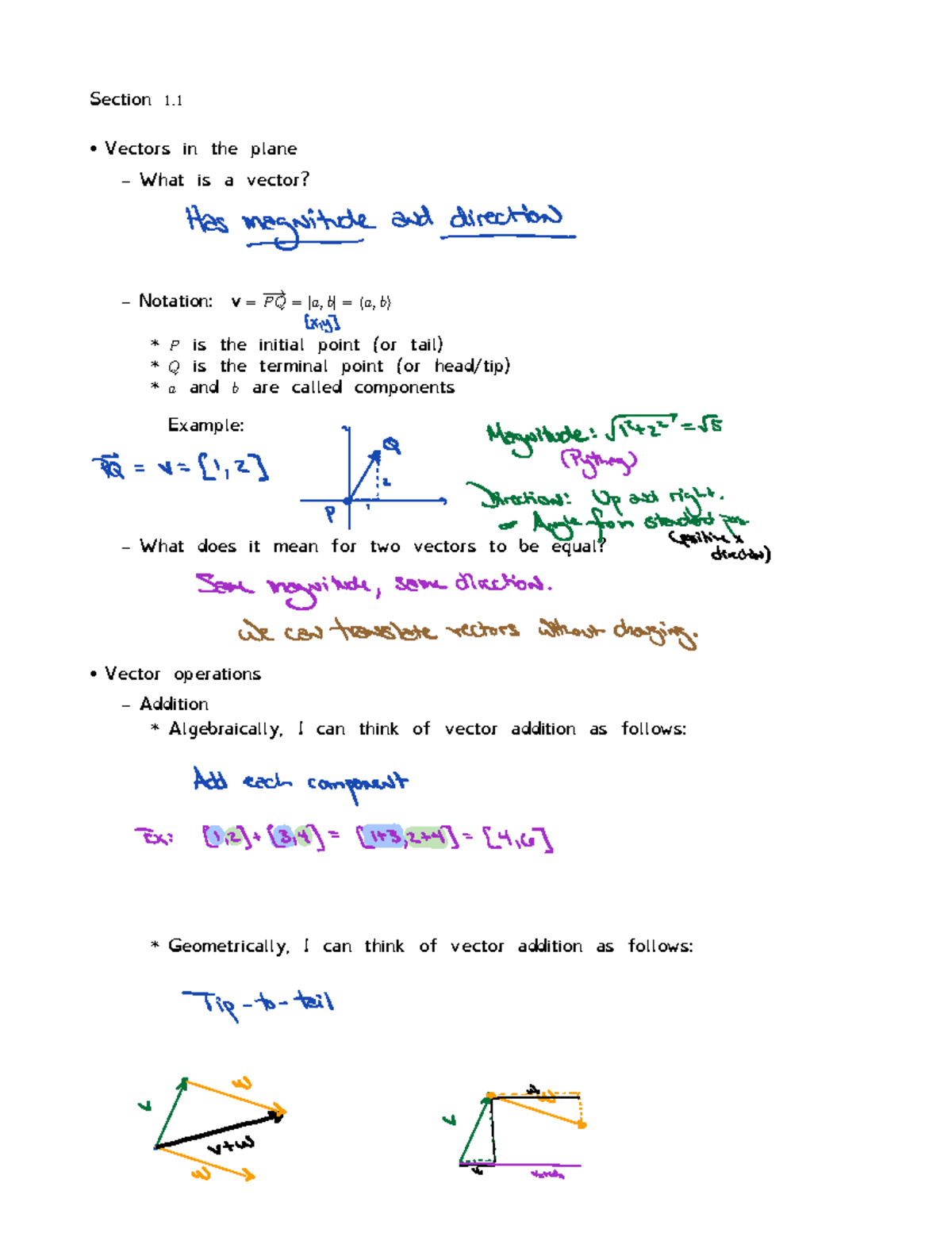 Linear Algebra - Lecture notes with great visualizations and graphs - 1 ...