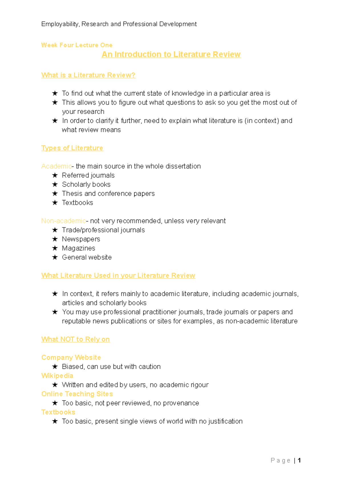 ERPD Lecture Notes- P - ERPD - Week Four Lecture One An Introduction to ...