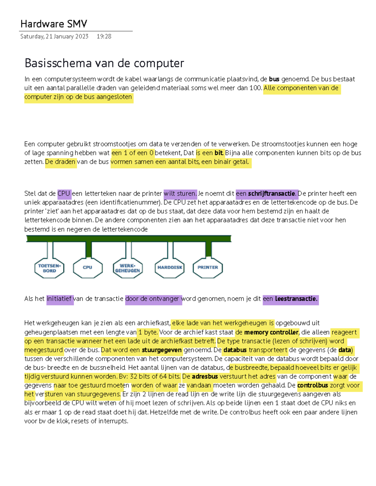 Hardware SMV - htrtrhthrhtr - Basisschema van de computer In een ...