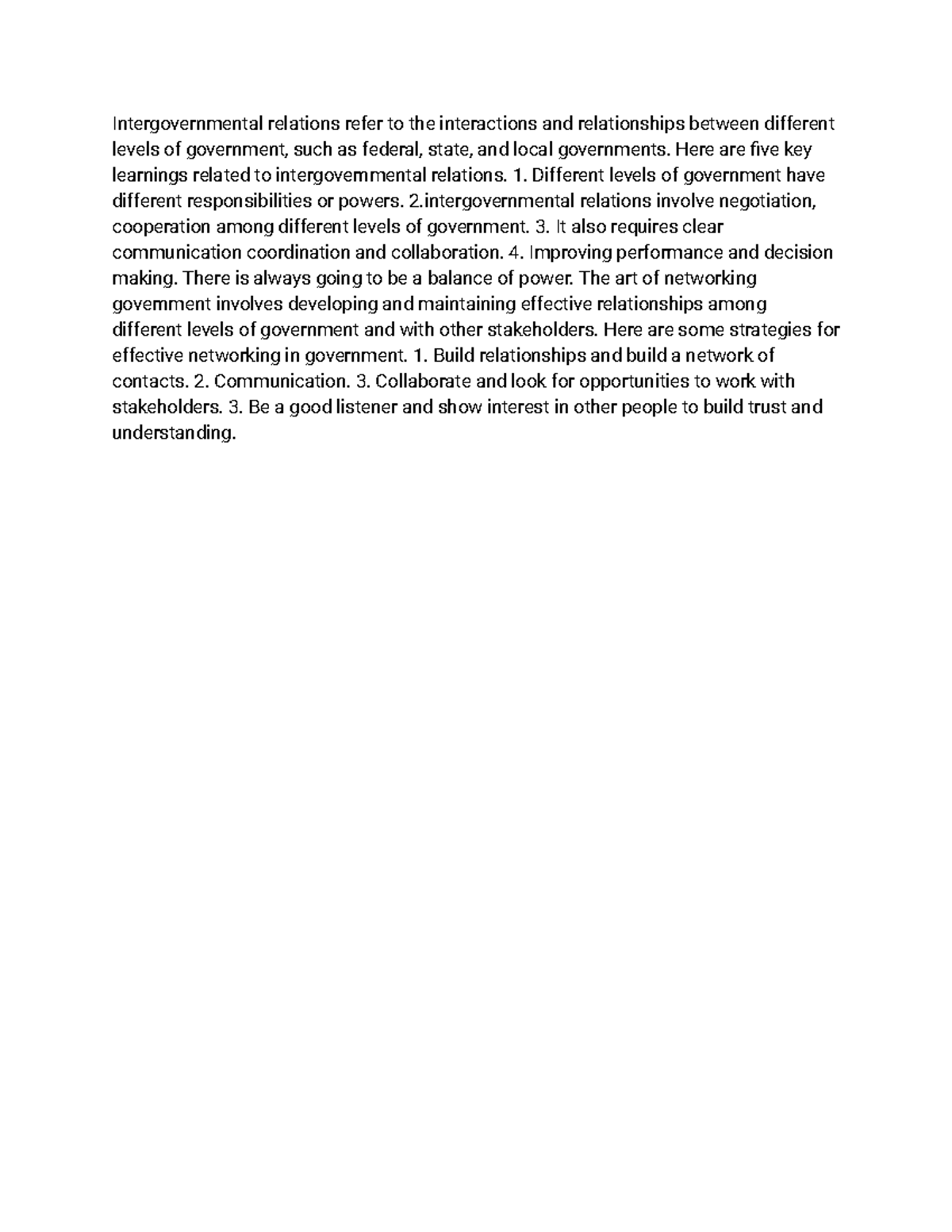 intergovermental relations - Here are five key learnings related to ...