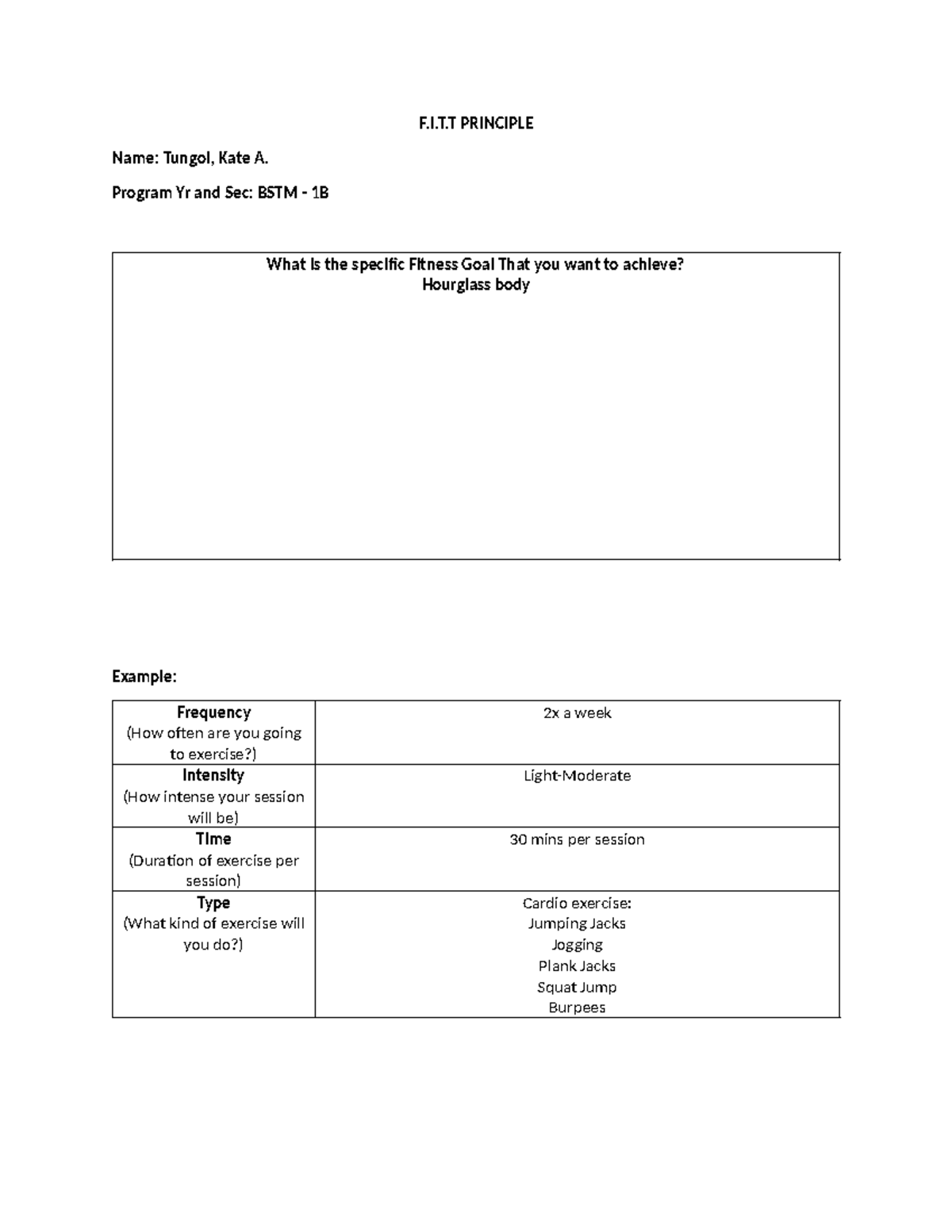 FITT-ACT- Format - guide - F.I.T PRINCIPLE Name: Tungol, Kate A ...