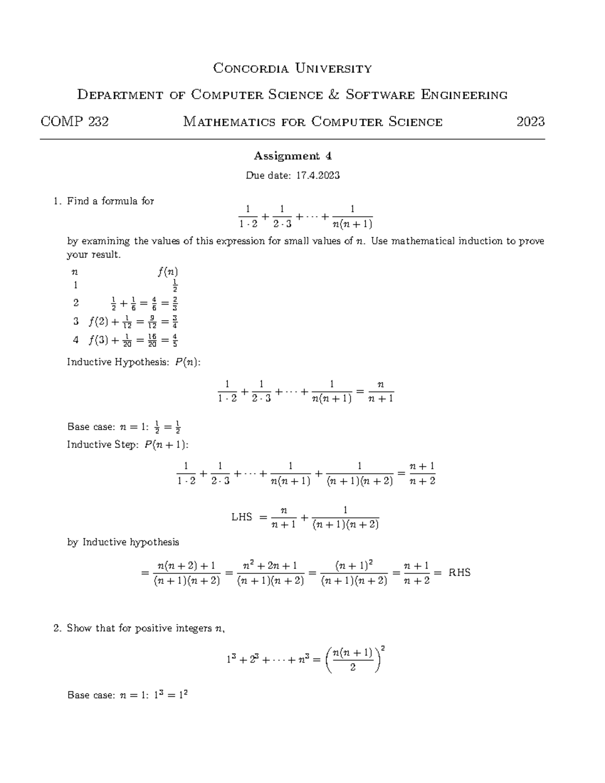 Comp232 Assignment 4 Winter 2023 Solutions Concordia University Department Of Computer Science 