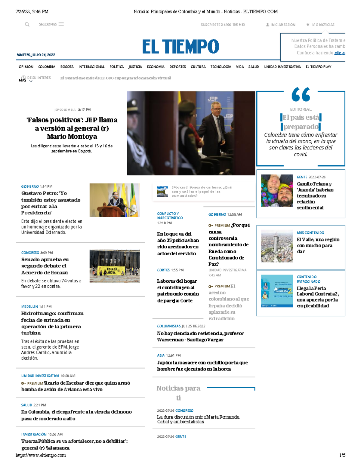 Noticias Principales de Colombia y el Mundo - Noticias - Eltiempo ...