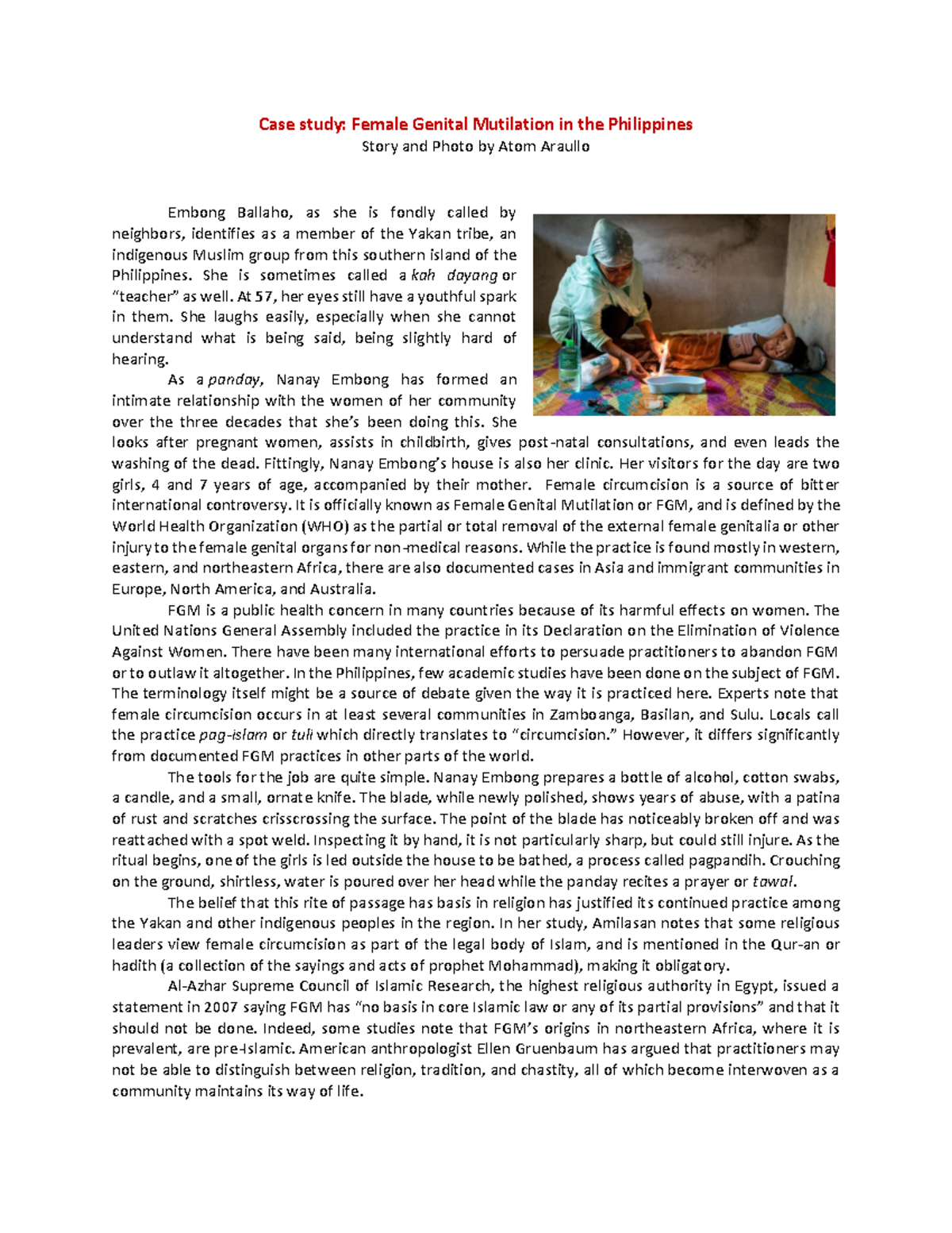 Case Study on Female Genital Mutilation in the Philippines ...